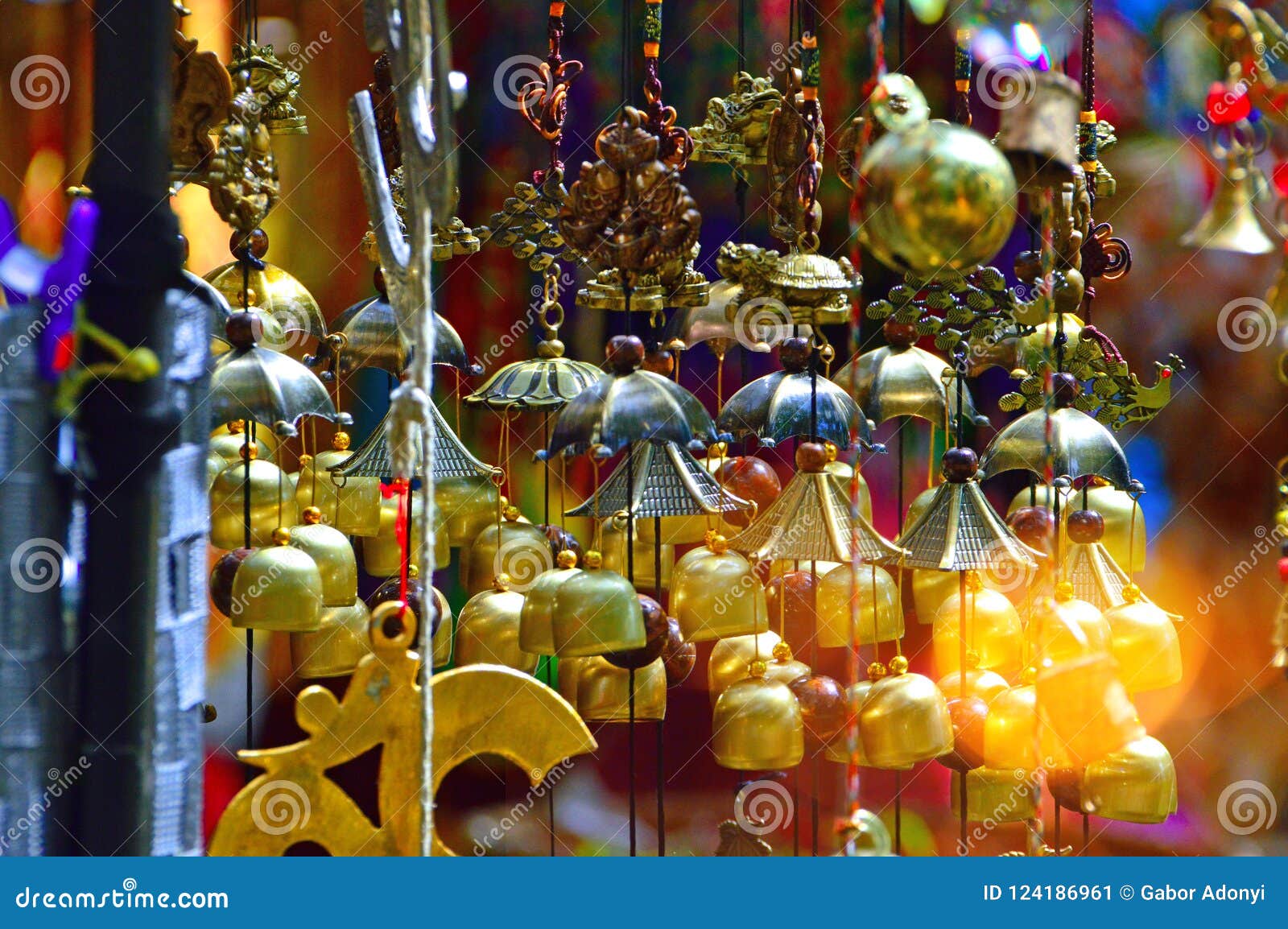 Colored Glass and Copper Wind Bells Stock Image - Image of colorful ...