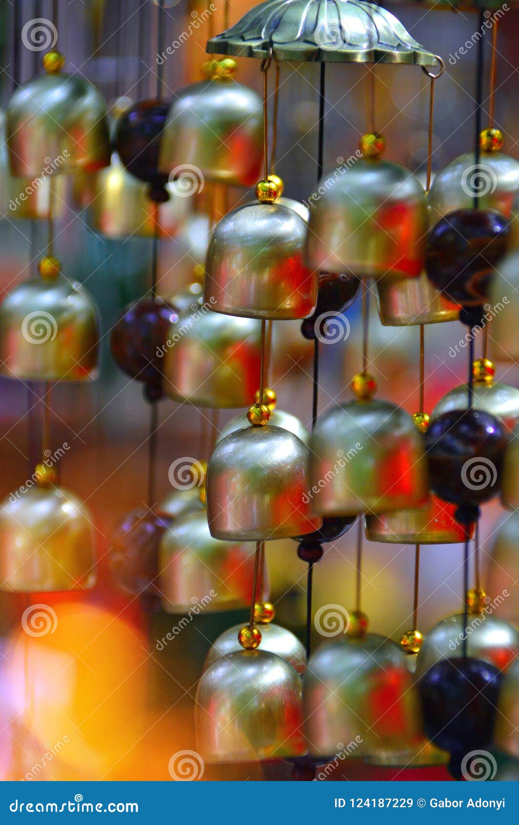 Colored Glass and Copper Wind Bells Stock Image - Image of jewelry ...