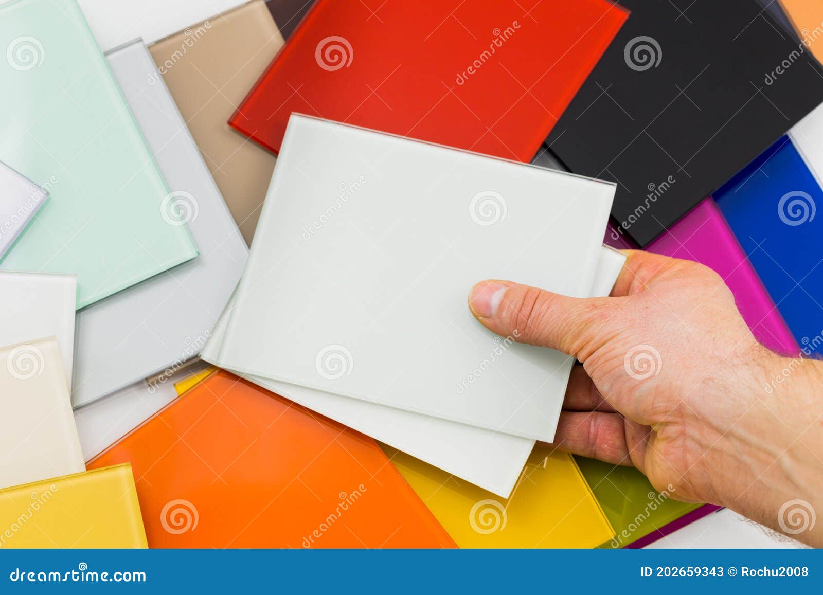 Colored Glass for Interior Finishing. the Craftsman Shows Samples of ...