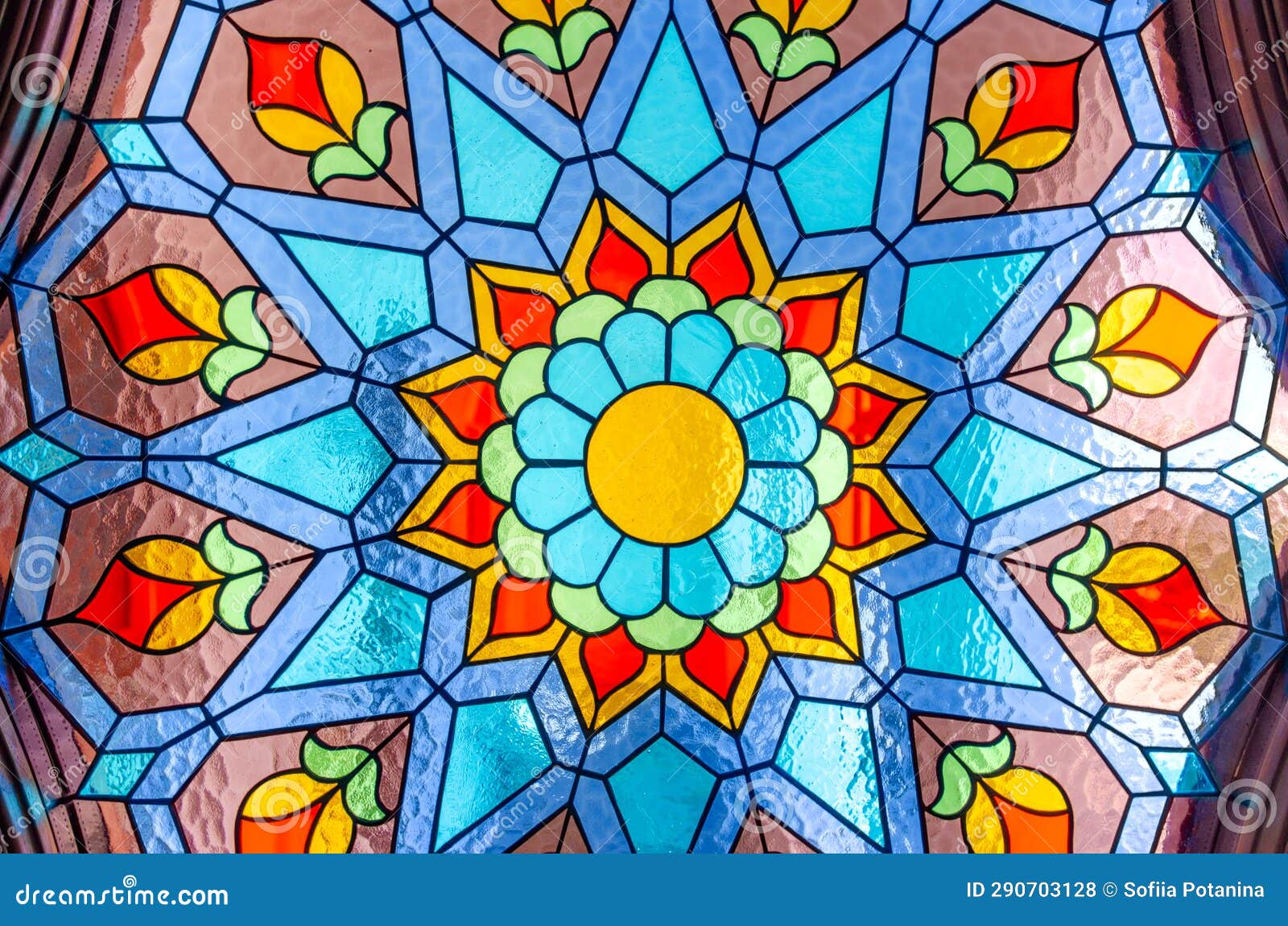 Colored Glass Retro Style Windows Close Up Stock Illustration ...