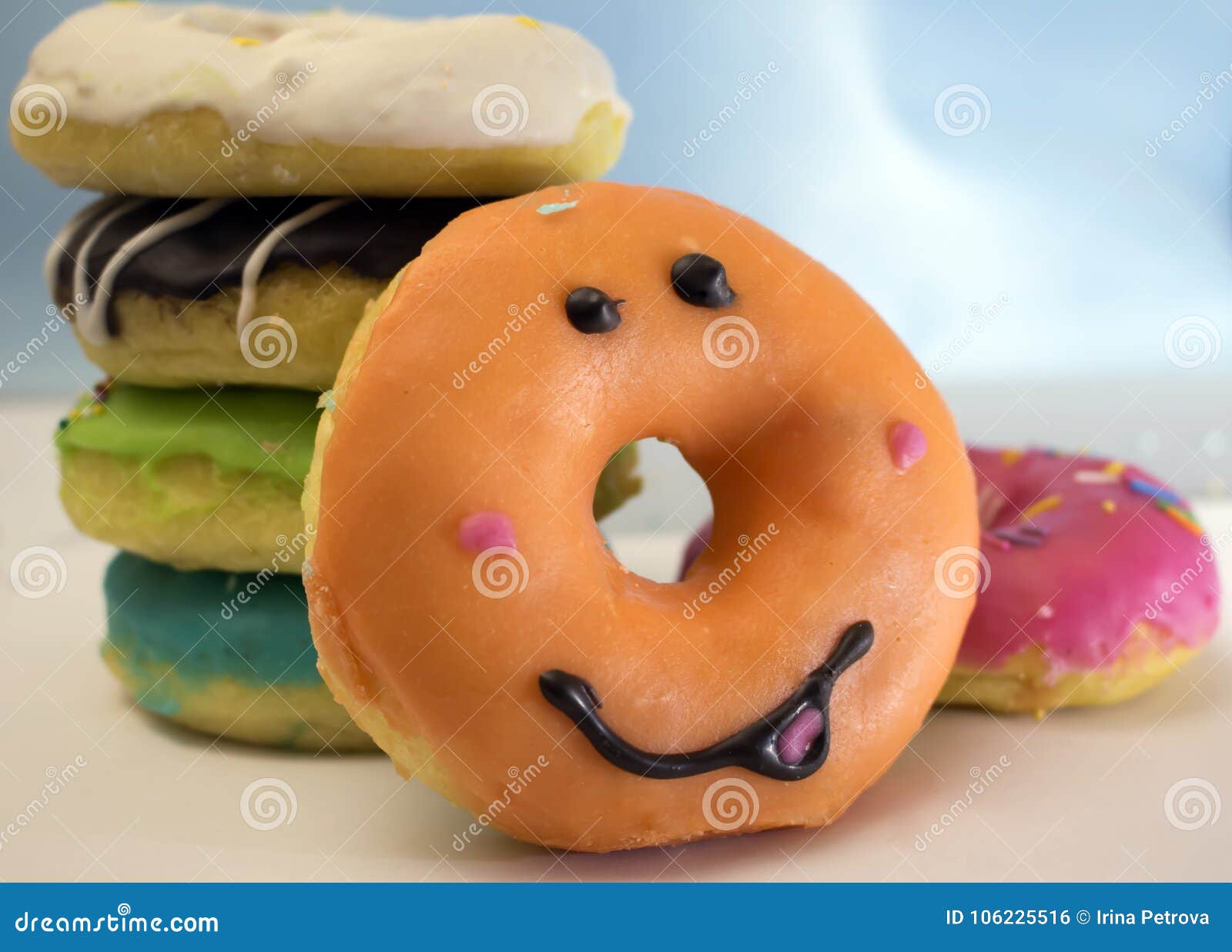 Colored glazed donuts stock photo. Image of dough, cream - 106225516
