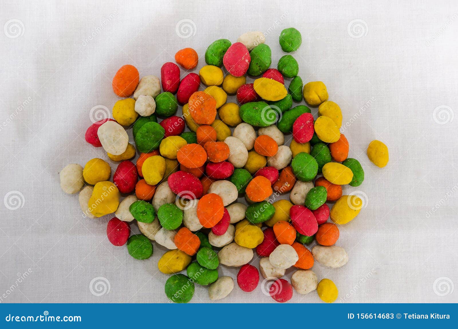 Colored, Glazed Peanuts. Close-up. View from Above. Salted Peanuts for ...