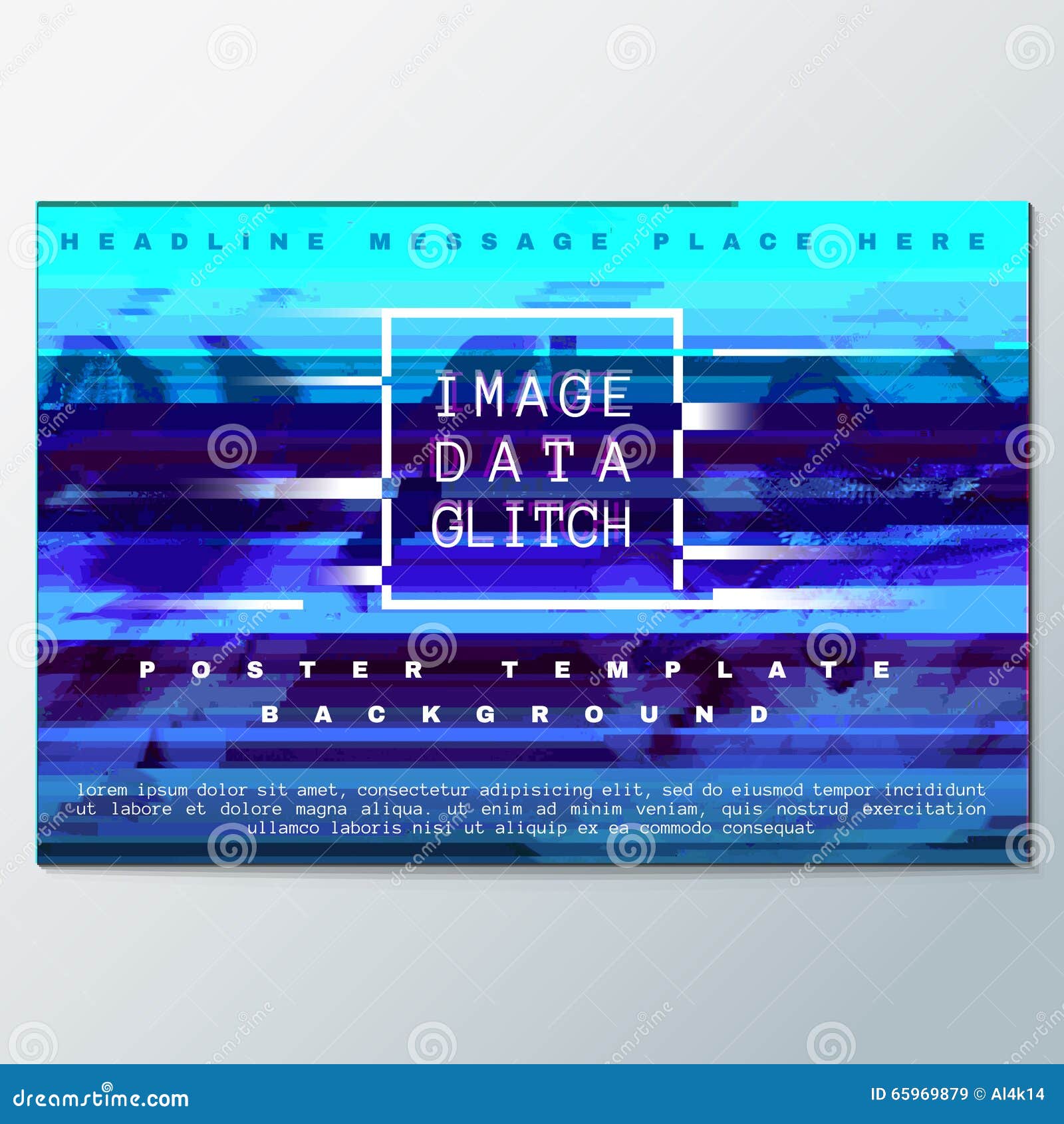 Colored Glitch Design Background Poster Template Stock Vector ...