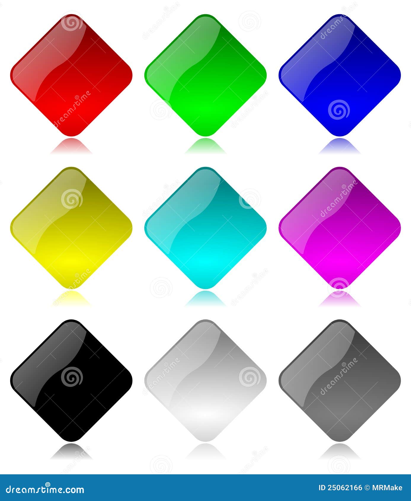 Colored and Glossy Rhombus Buttons Set Stock Vector - Illustration of ...