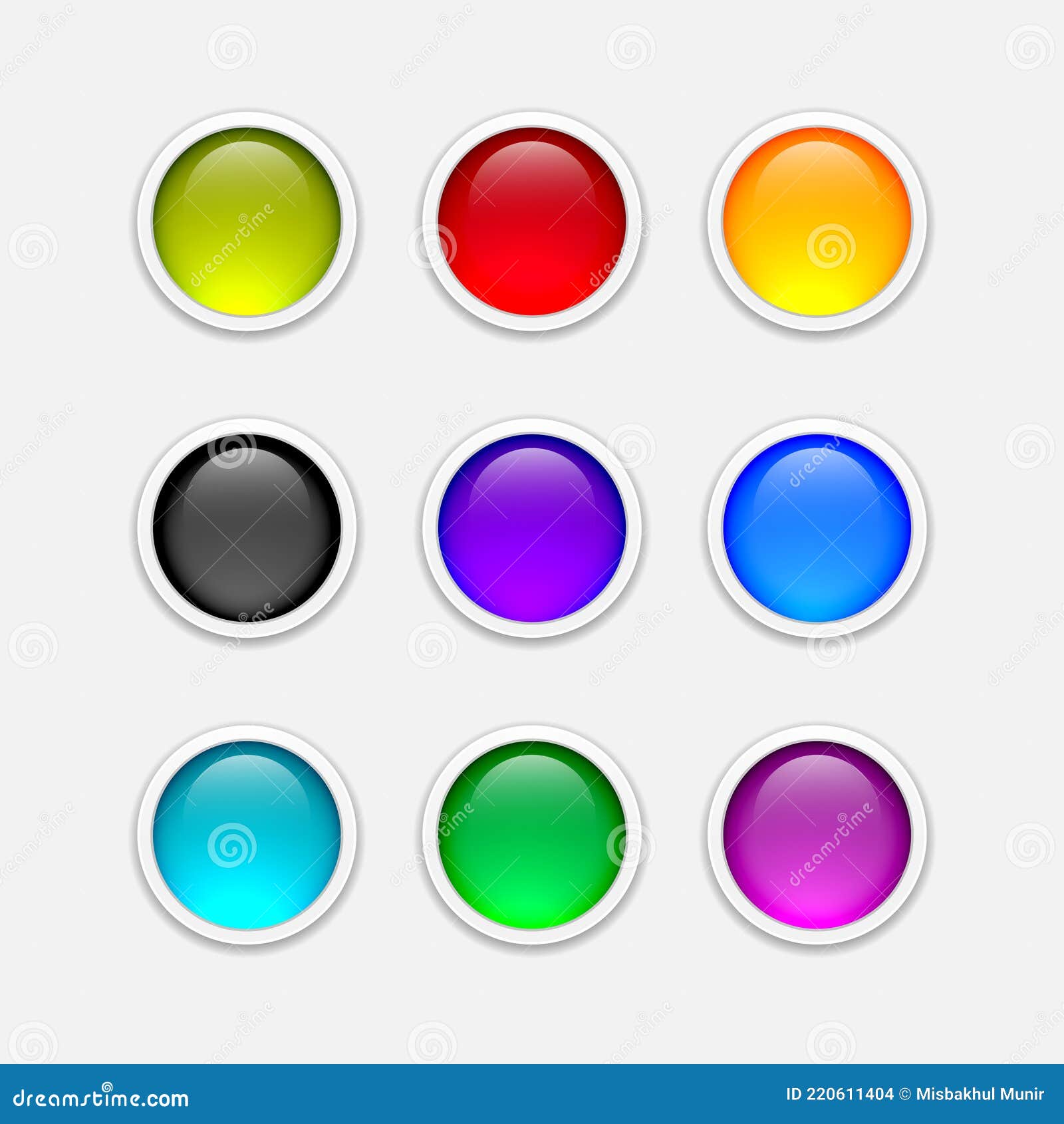 Colored Glossy Round Buttons Realistic Vector Set Stock Vector ...