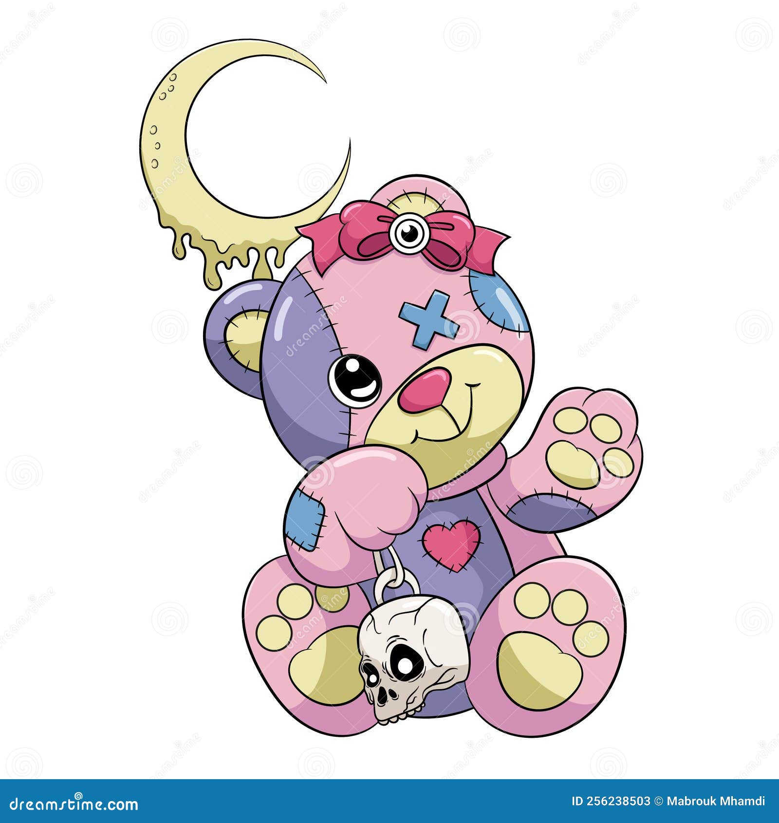 Cute Creepy Kawaii Pastel Goth Teddy Bear Stock Vector - Illustration ...