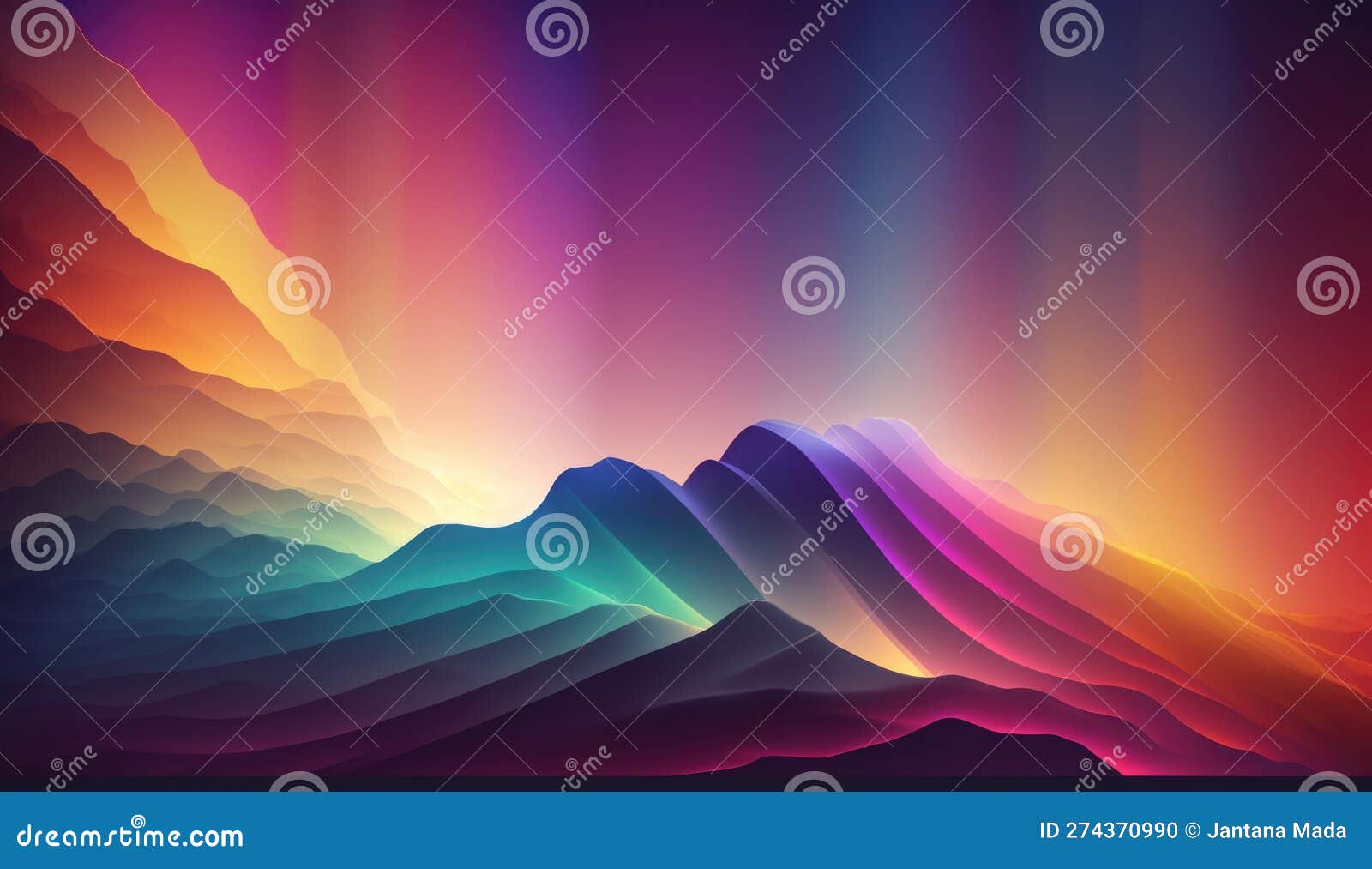 Colored Gradient Abstract Background. Mountain with Colorful Sky. Mixed ...