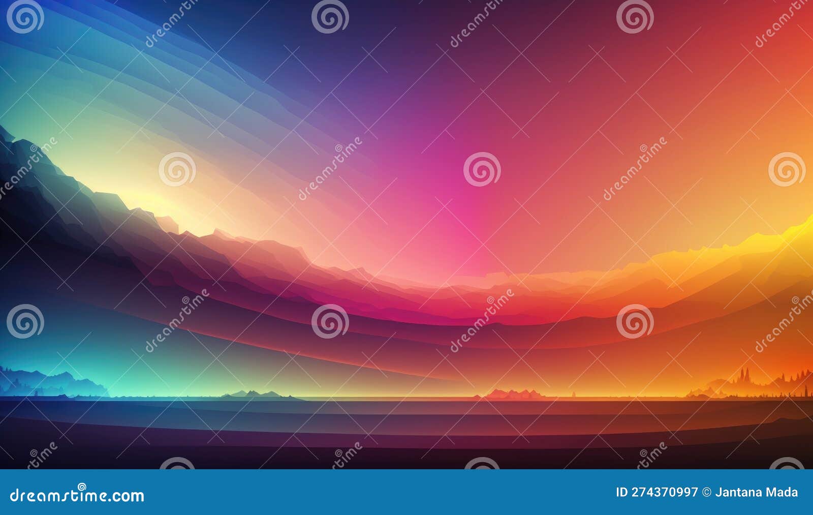 Colored Gradient Abstract Background. Mountain with Colorful Sky. Mixed ...