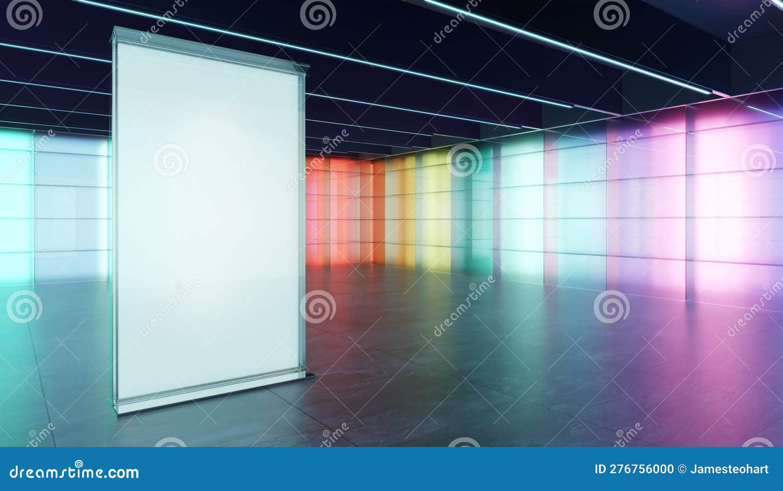 Colored Gradient Transparent Glass Wall and Luminous Glass Billboard ...