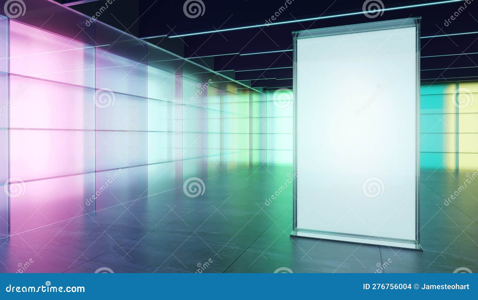 Colored Gradient Transparent Glass Wall and Luminous Glass Billboard ...