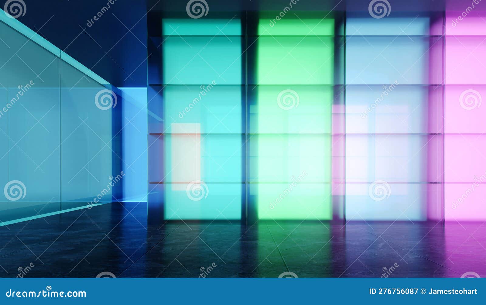 Colored Gradient Transparent Glass Wall and Luminous Glass Billboard ...