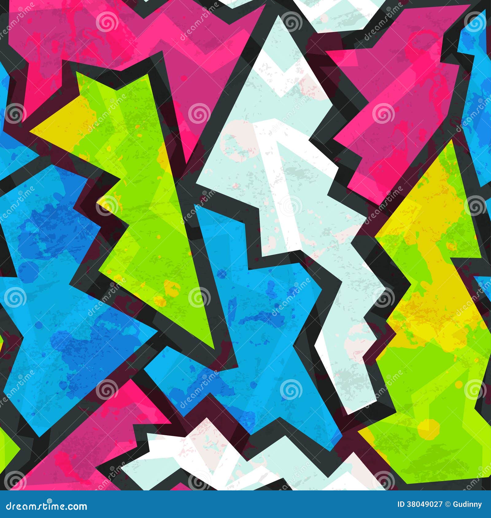 Colored Graffiti Seamless Pattern with Grunge Effect Stock Vector ...