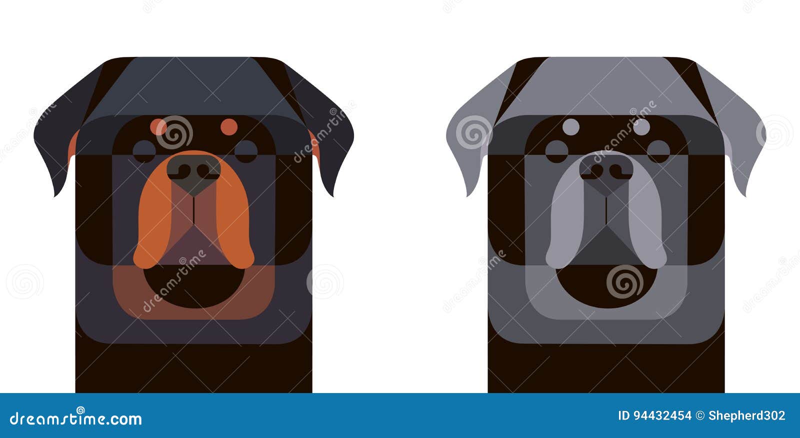 Rottweiler Dog Portrait. Continuous Line. Dog Line Drawing. Vector ...