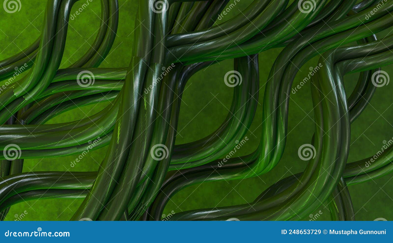Colored Green Wires on a Green Background. Abstract Curved Cable Stock ...