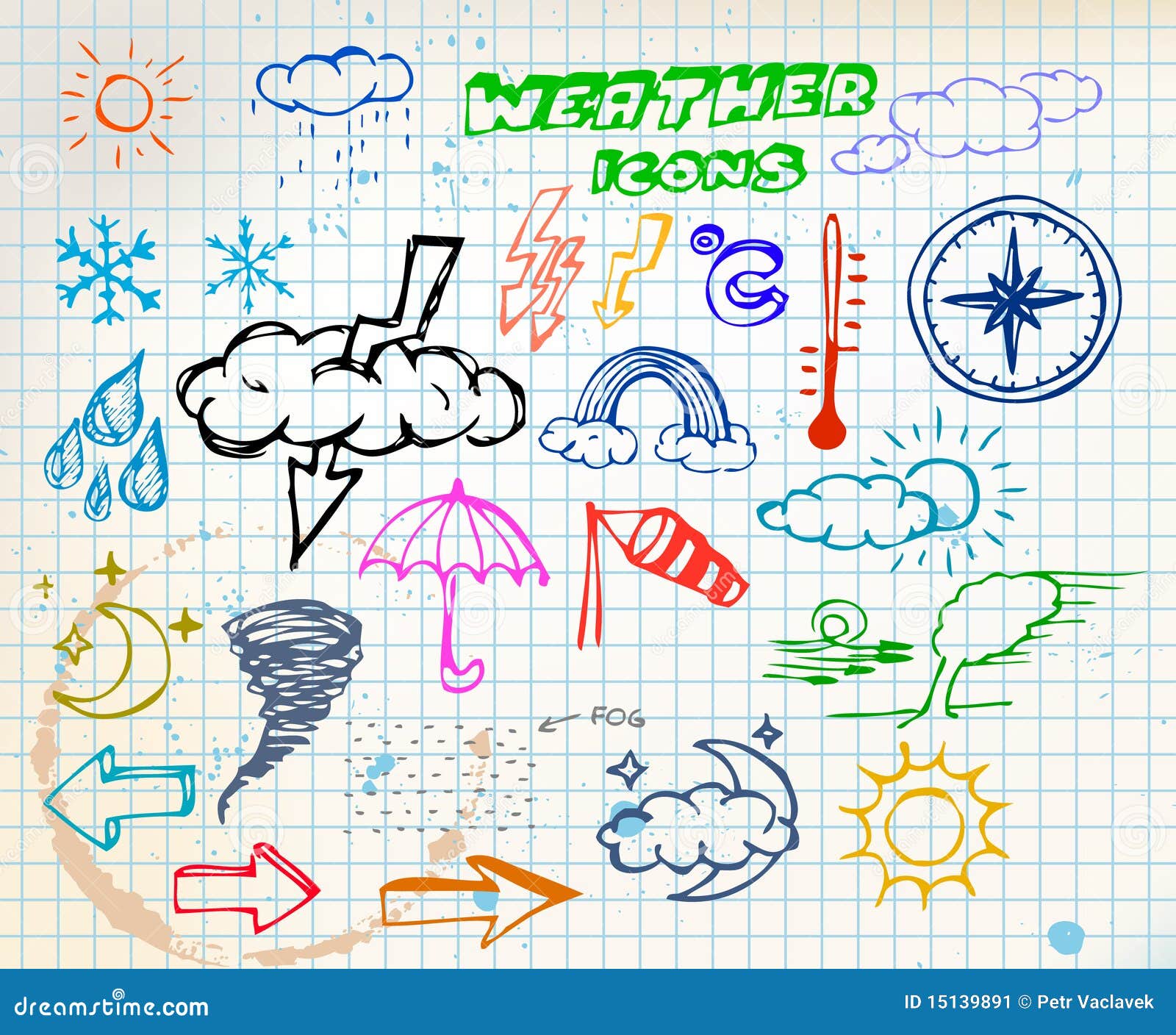 Set Of Weather Hand Drawing Icons Cartoon Vector | CartoonDealer.com ...