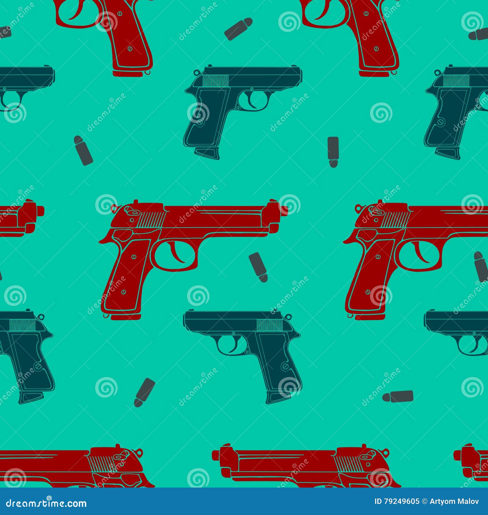 Colored Guns Seamless Pattern Stock Vector - Illustration of background ...
