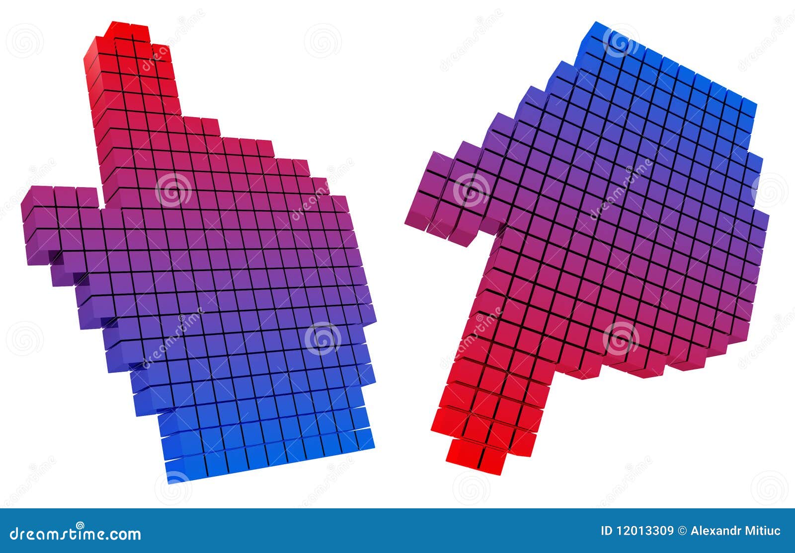 Colored Hand Cursor. Hight Resolution 3D Image. Re Stock Illustration ...