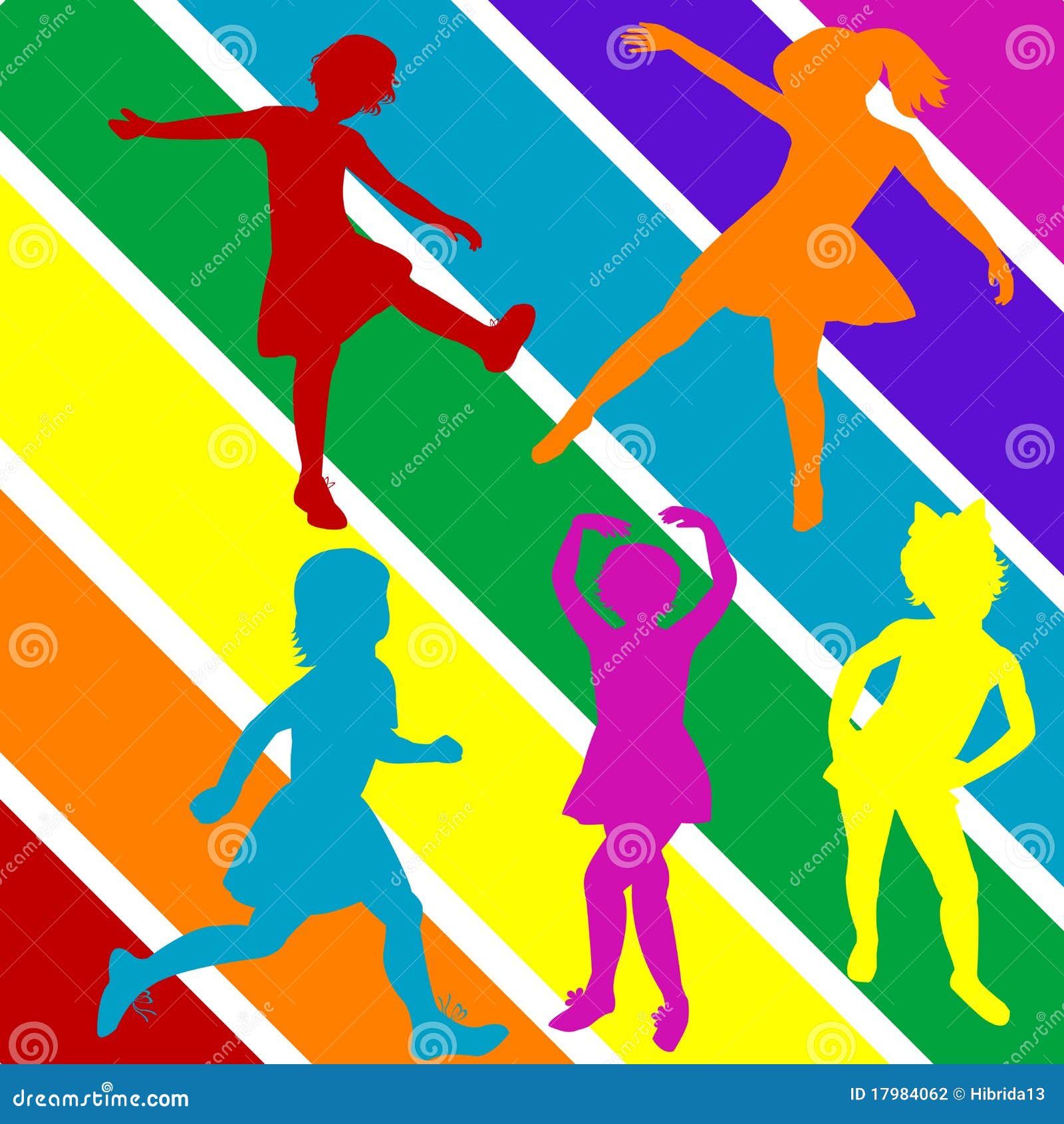 Colored Hand Draw Children Silhouettes Stock Vector - Illustration of ...