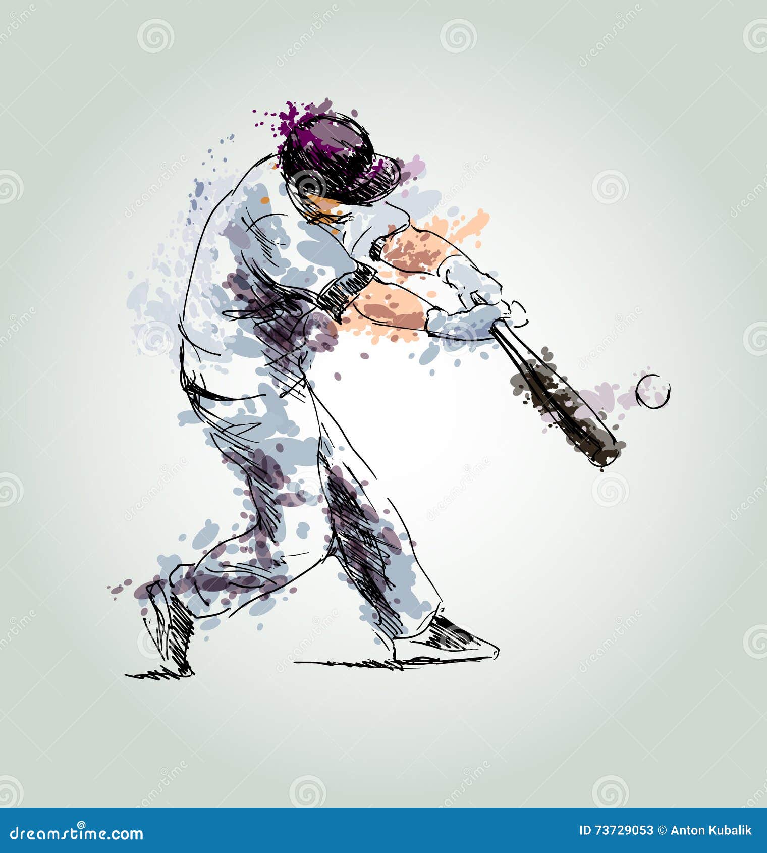 Colored Hand Drawing Baseball Stock Vector - Illustration of athlete ...
