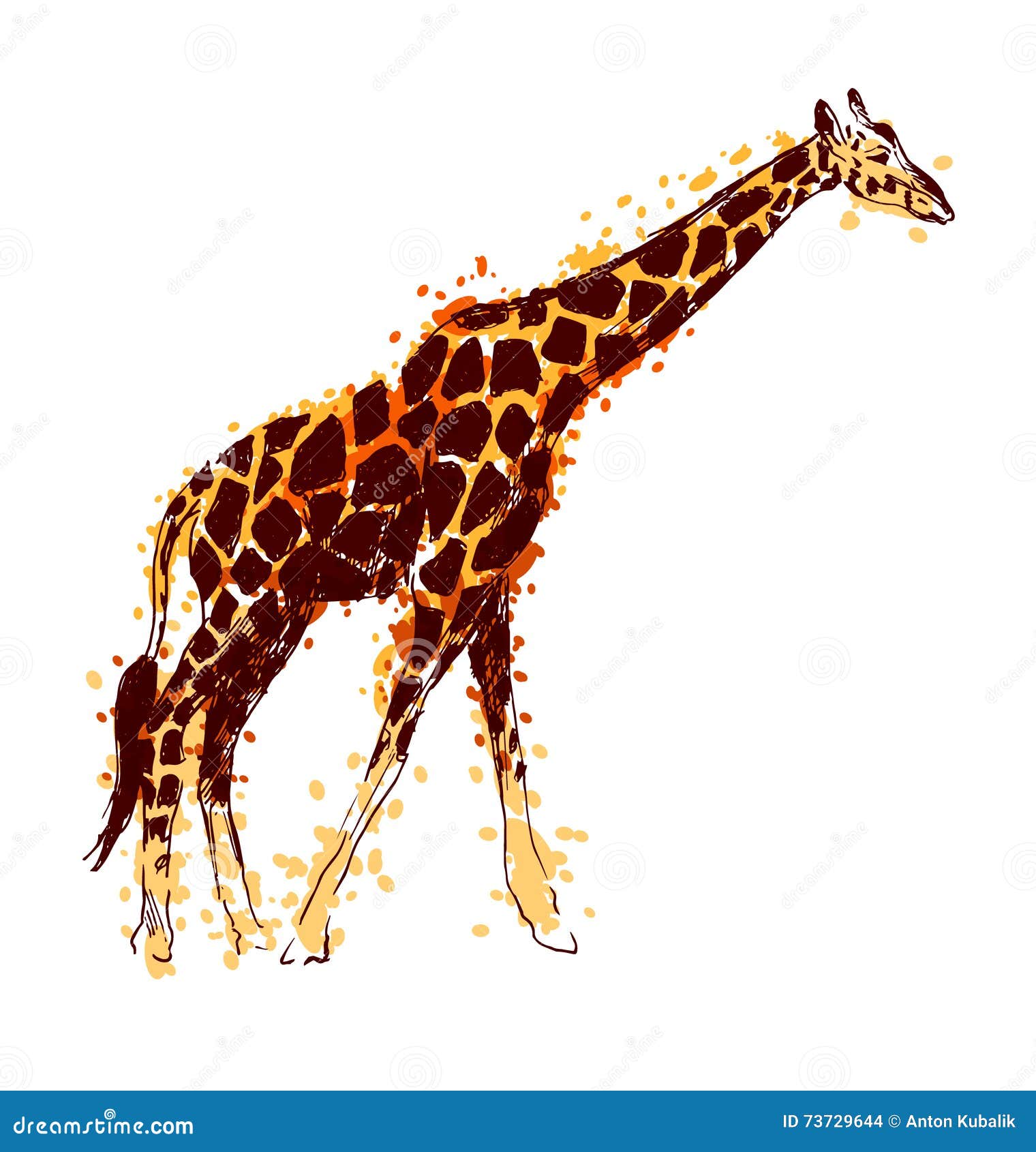 Drawing Of A Giraffe. Head Of A Giraffe Full Face. Simple Line Drawing ...