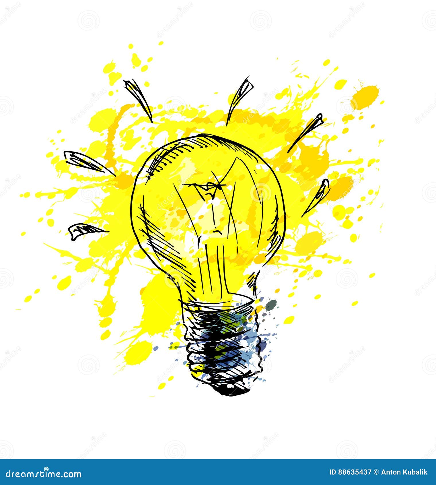 Colored Hand Drawing Light Bulb Stock Vector - Illustration of lamp ...