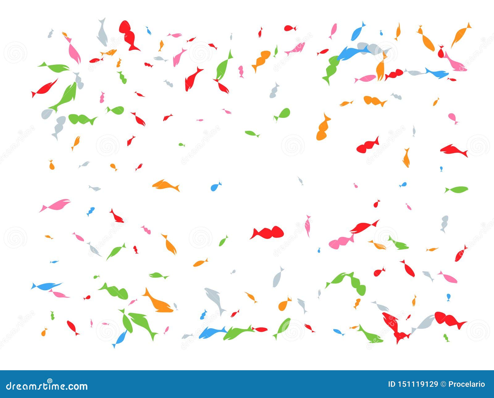 Colored Hand Drawn Fish Confetti Background Stock Vector - Illustration ...
