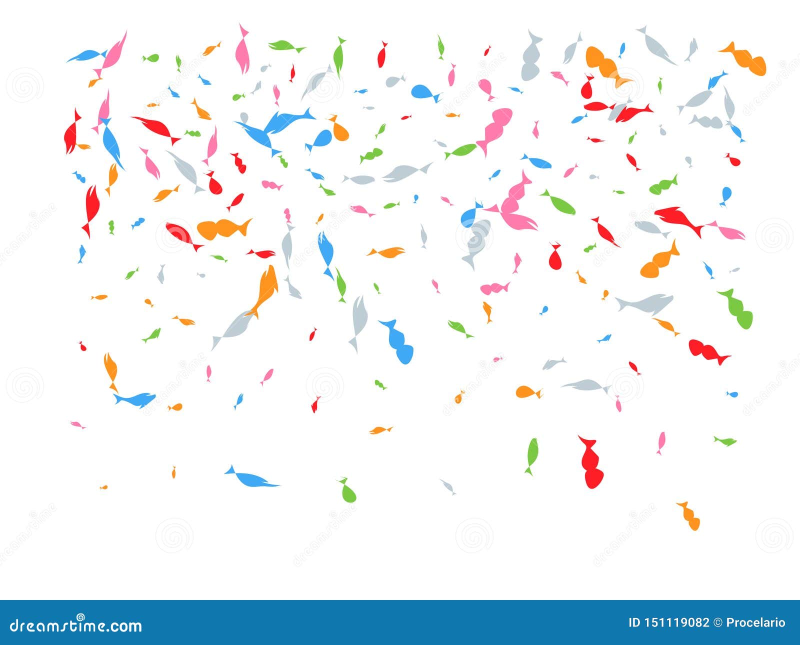 Colored Hand Drawn Fish Confetti Bright Stock Vector - Illustration of ...