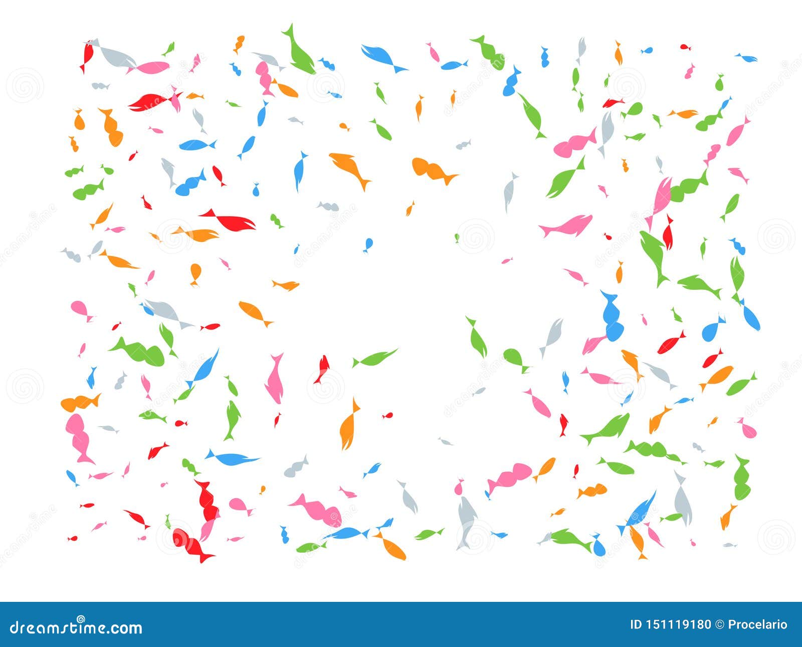 Colored Hand Drawn Fish Confetti Creative Stock Vector - Illustration ...