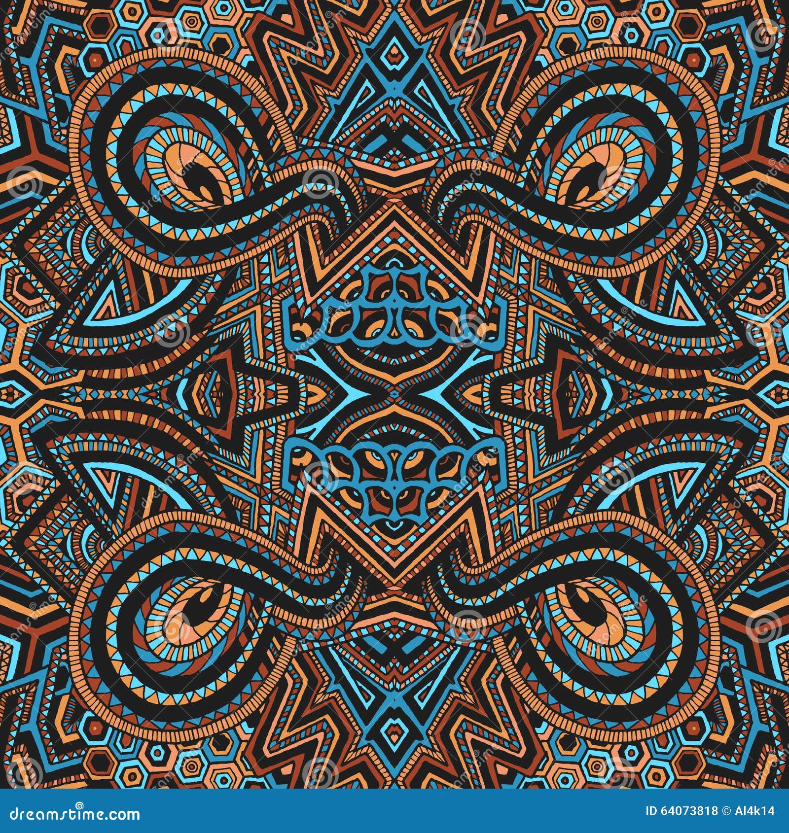 Colored Hand Drawn Psychedelic Zentangle Pattern Stock Vector ...