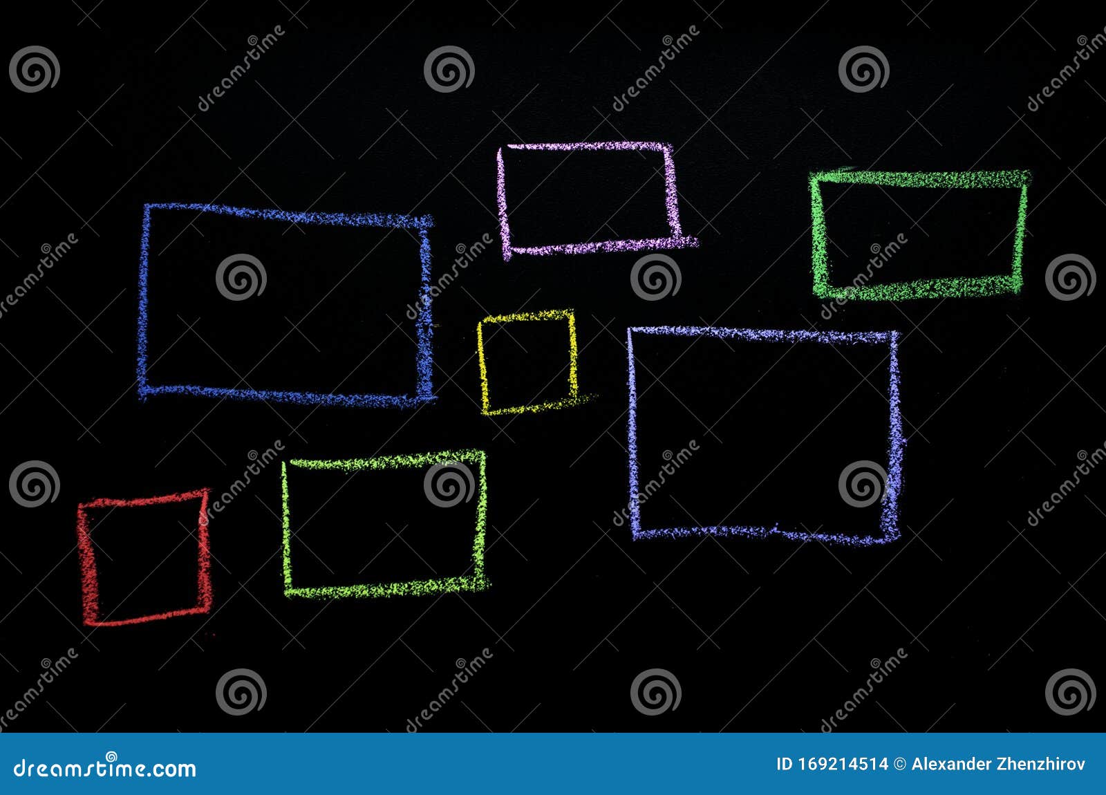 Colored Hand Drawn Rectangles on Chalkboard Stock Photo - Image of logo ...