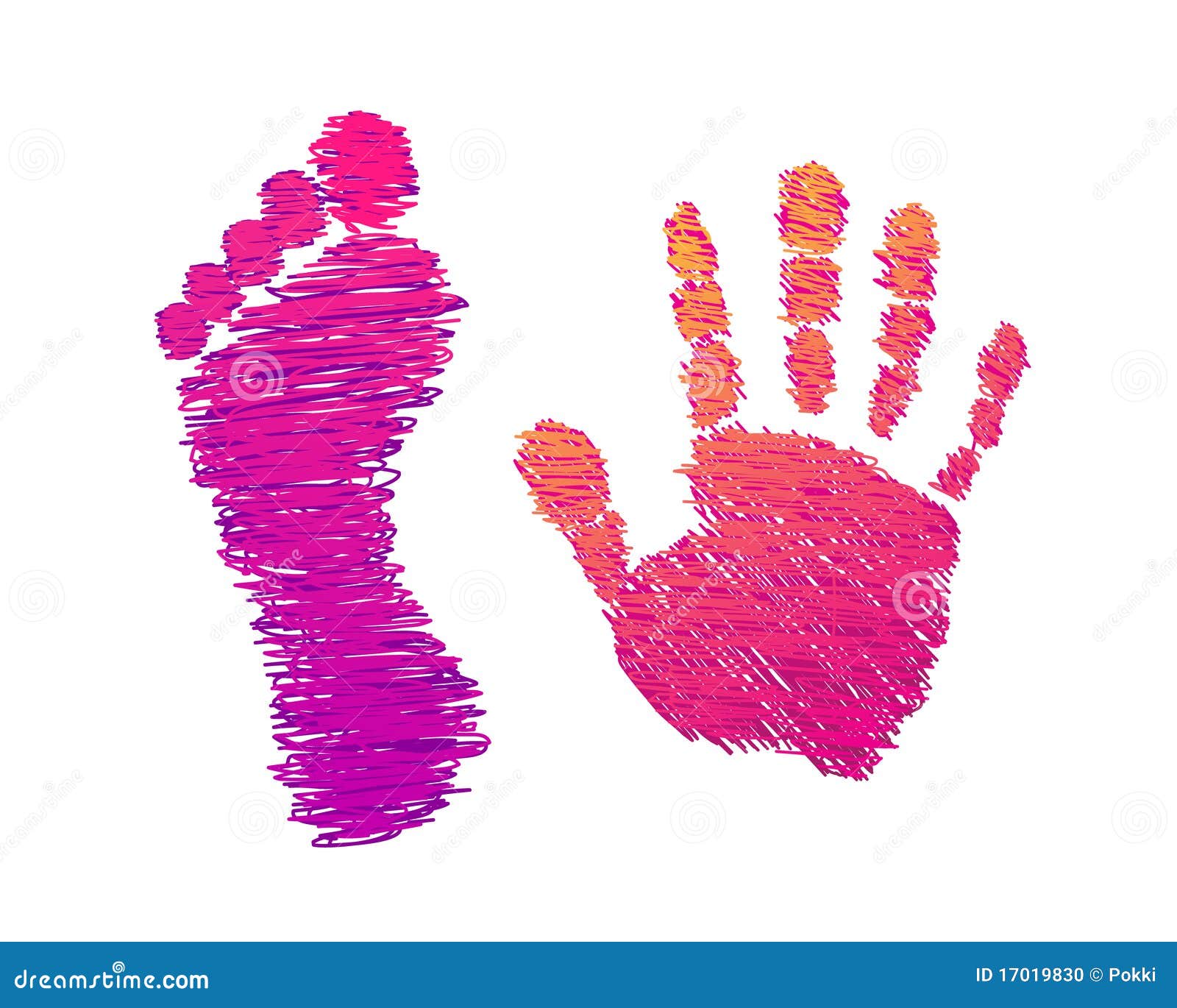 Colored hand and foot stock vector. Illustration of handprint - 17019830