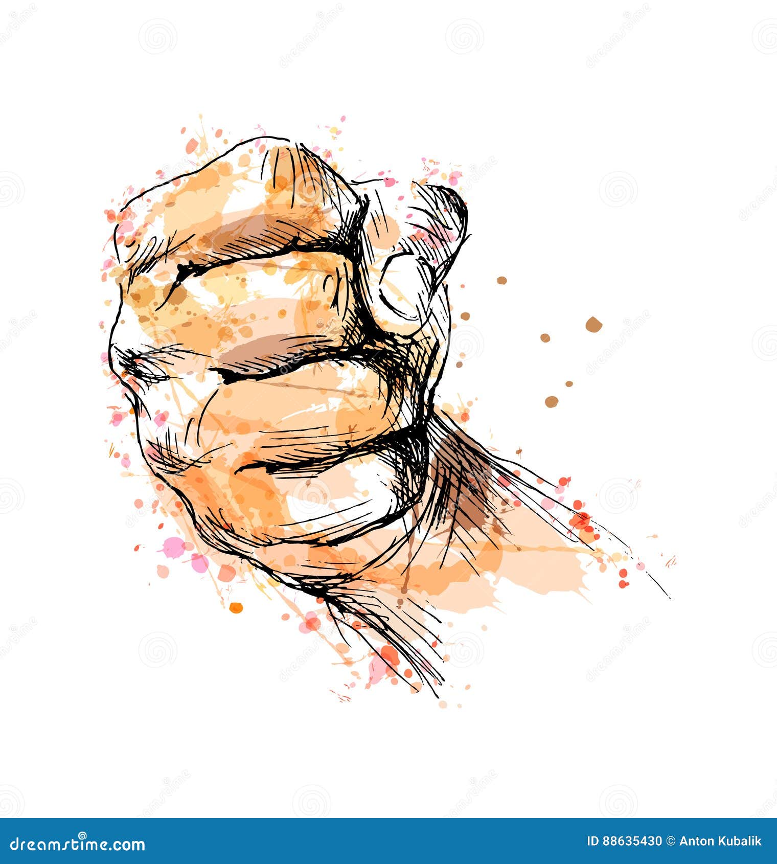 Colored Hand Sketch Clenched Hand Stock Vector - Illustration of punch ... Colored Hand Sketch Clenched Hand Stock Vector - Illustration of punch ...