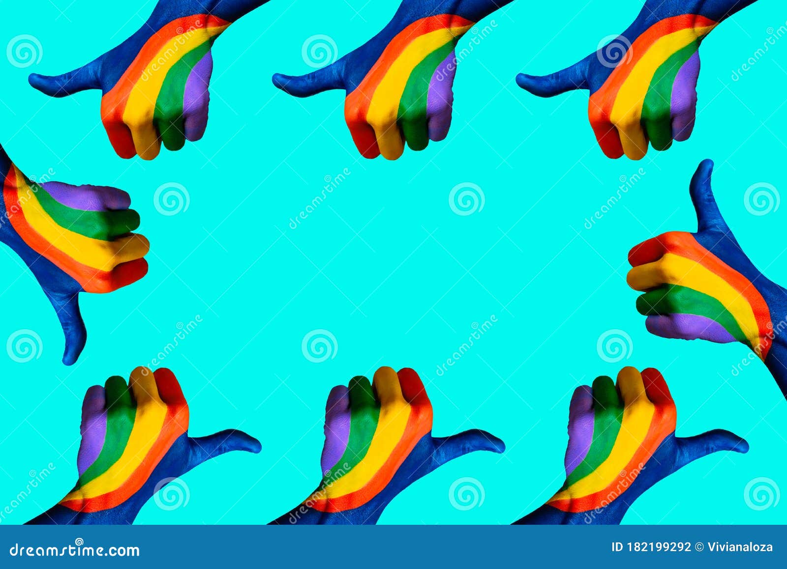 Colored Hand with Thumb Up Pattern Stock Photo - Image of background ...