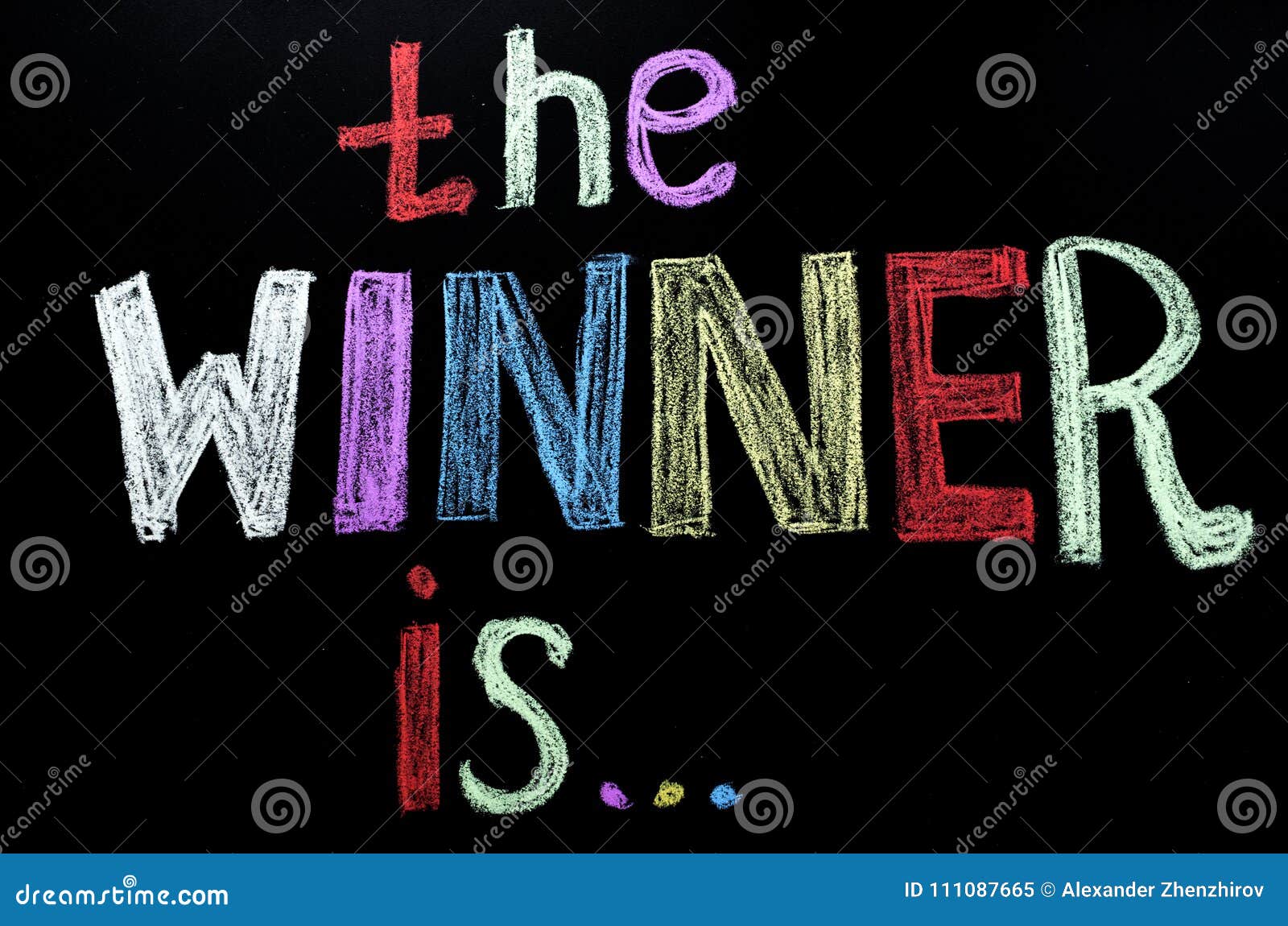 Colored Hand Written Text `the Winner is ` on Chalkboard Stock ...