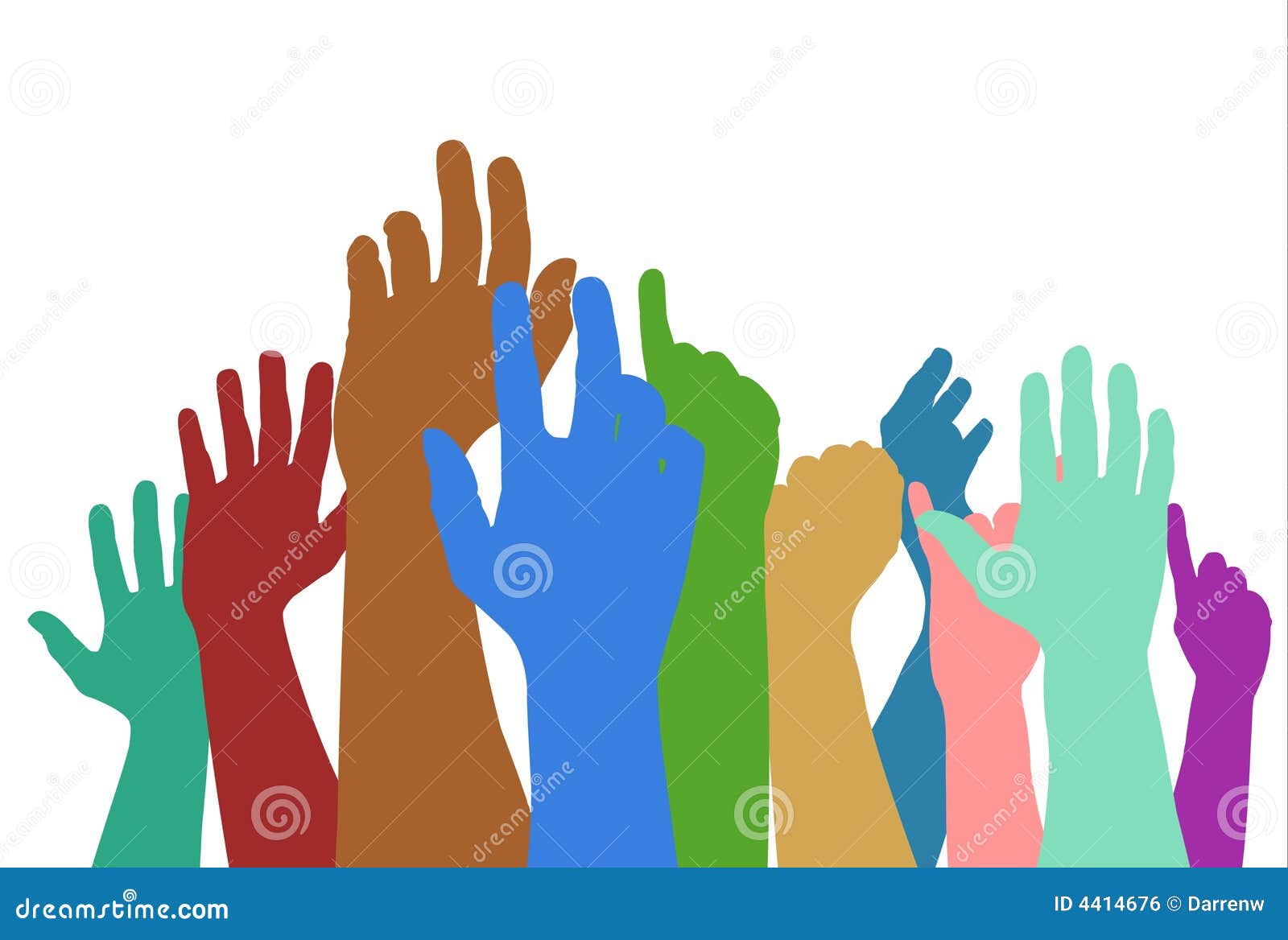 Colored Hands stock illustration. Illustration of raised - 4414676