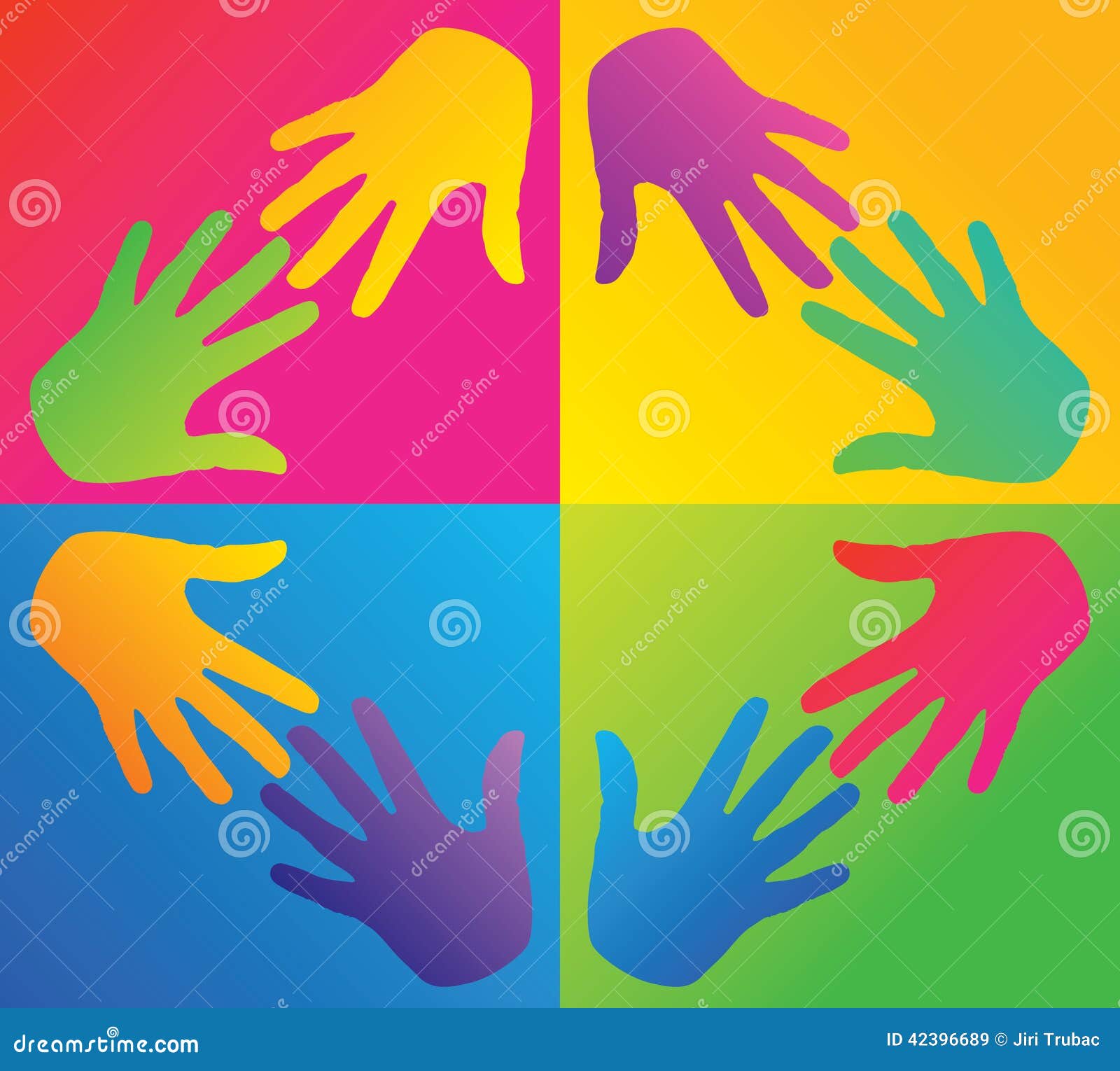Colored hands in a circle stock vector. Illustration of benefit - 42396689