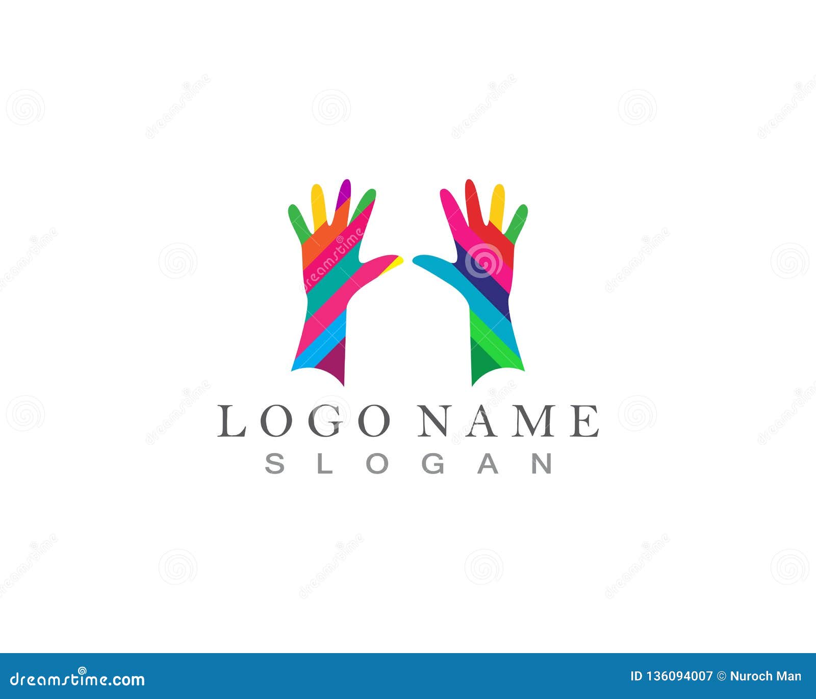Colored hands logo stock illustration. Illustration of link - 136094007