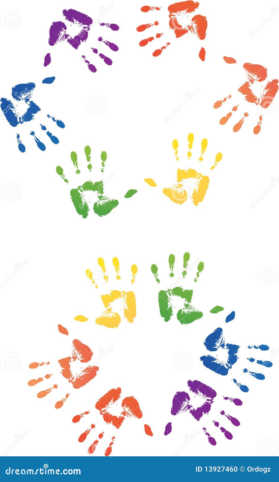 Colored hands print stock vector. Illustration of colors - 13927460