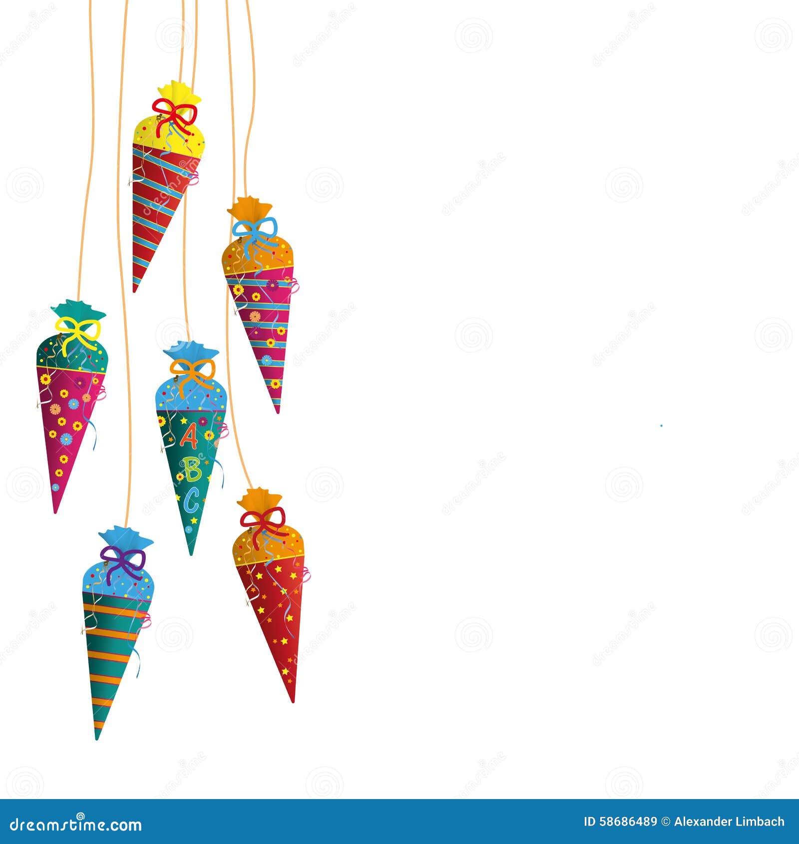 Colored Hanging Candy Cones Stock Illustration - Illustration of ...