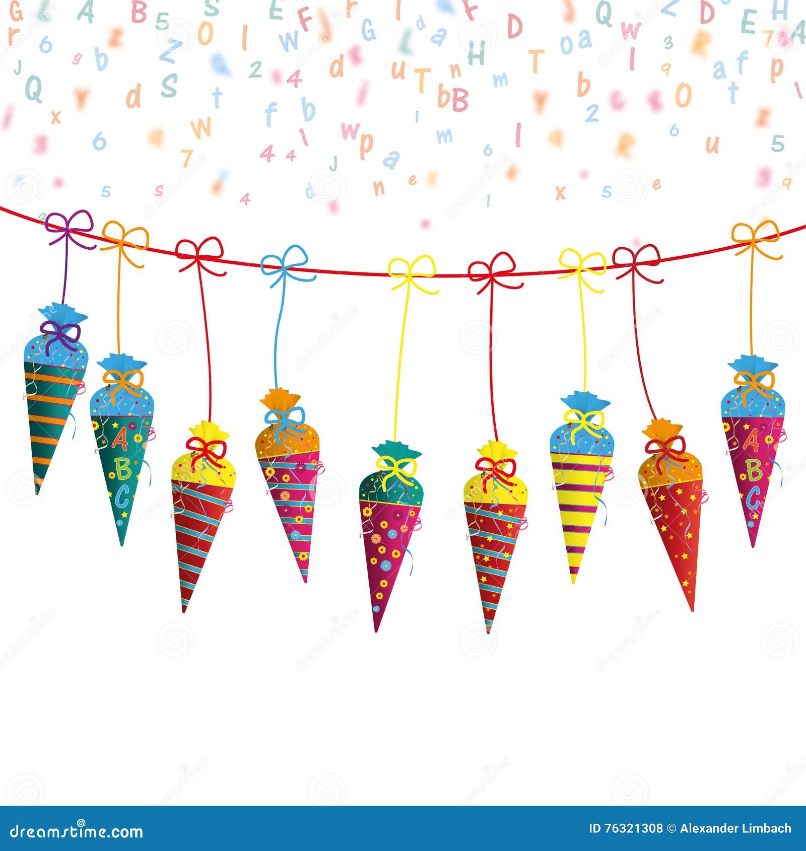 Colored Hanging Candy Cones Line Flyer Letters Stock Vector ...