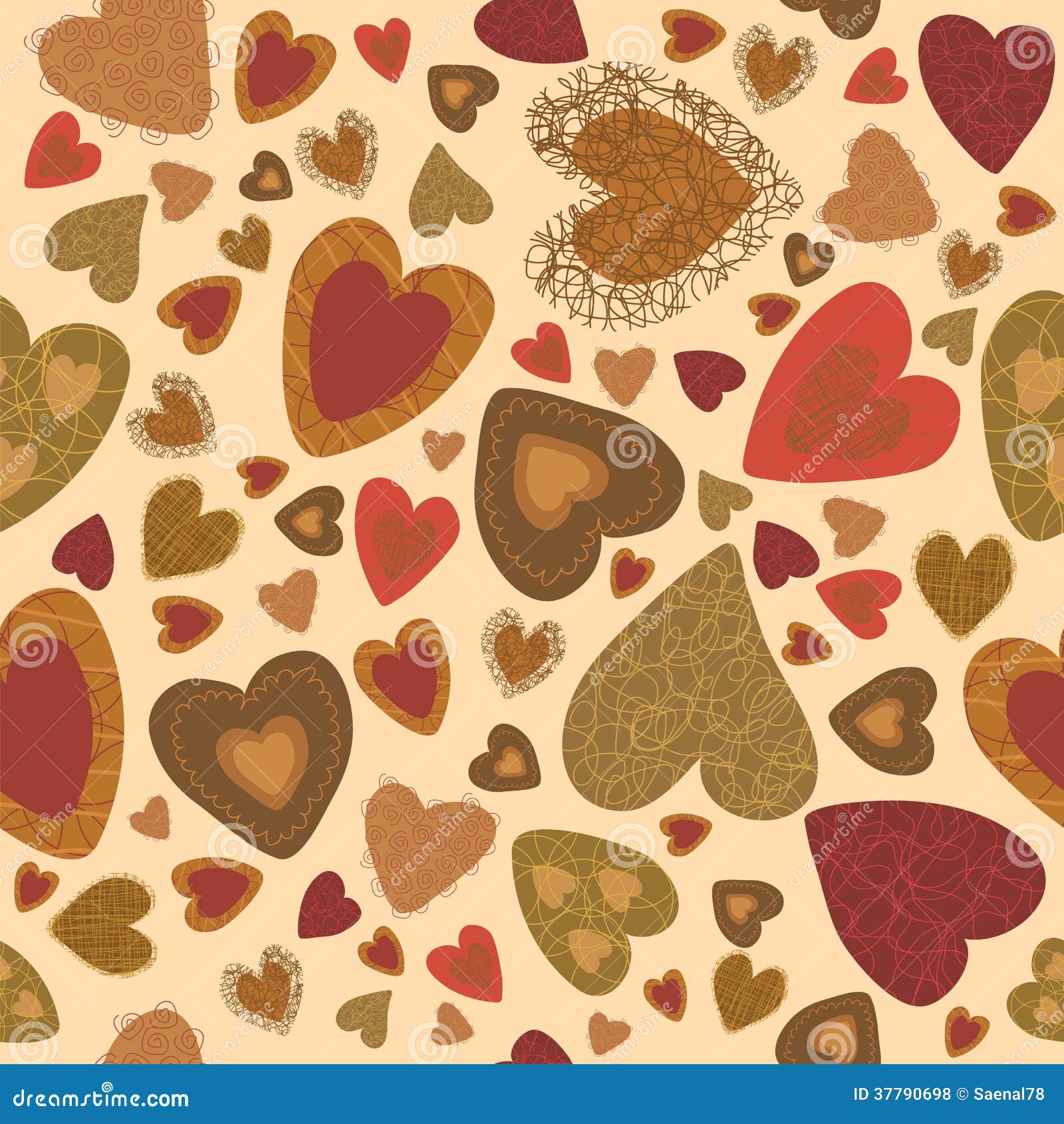 The Colored Heart. Seamless Pattern Stock Vector - Illustration of ...