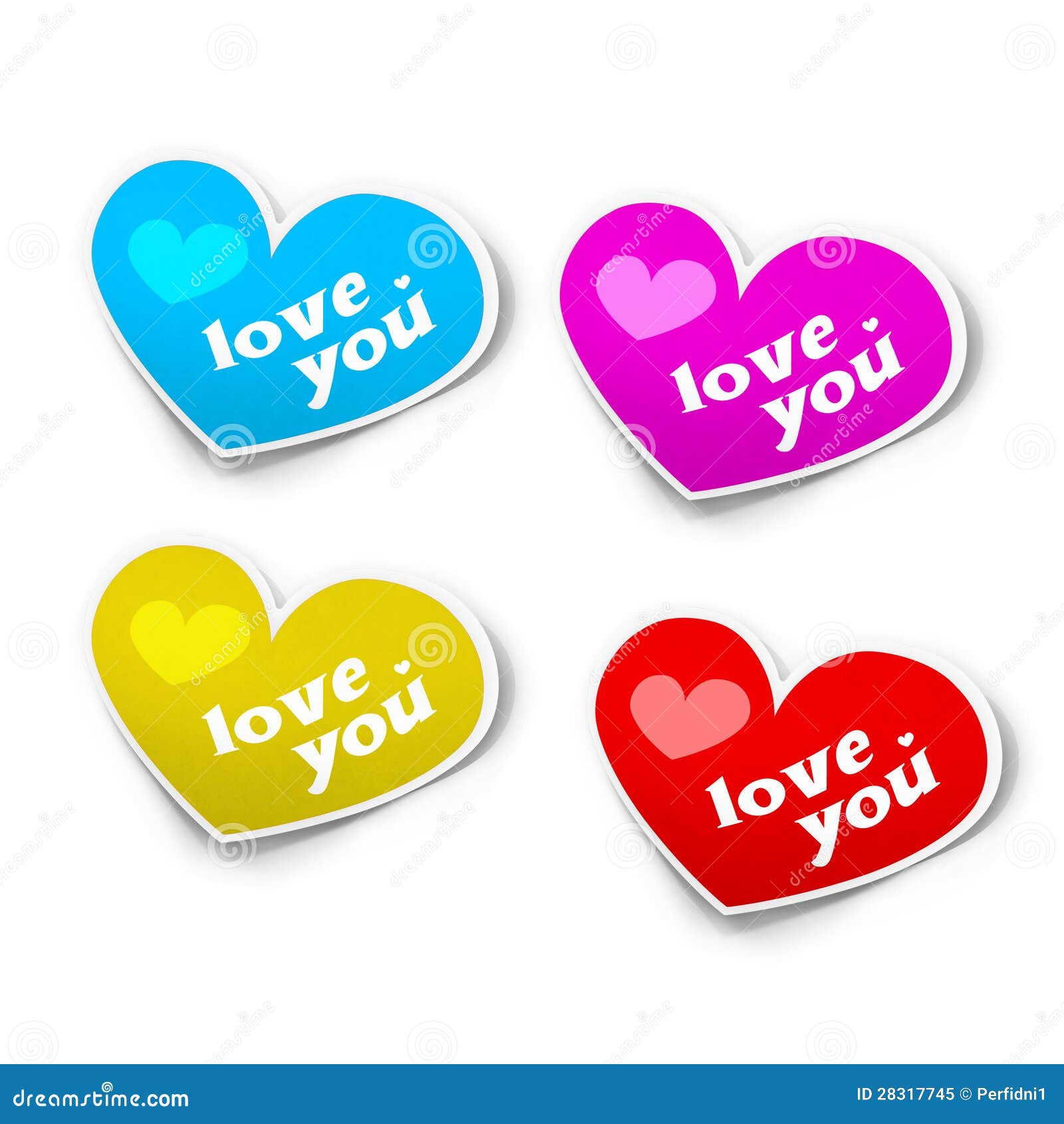 Colored heart stickers stock illustration. Illustration of together ...
