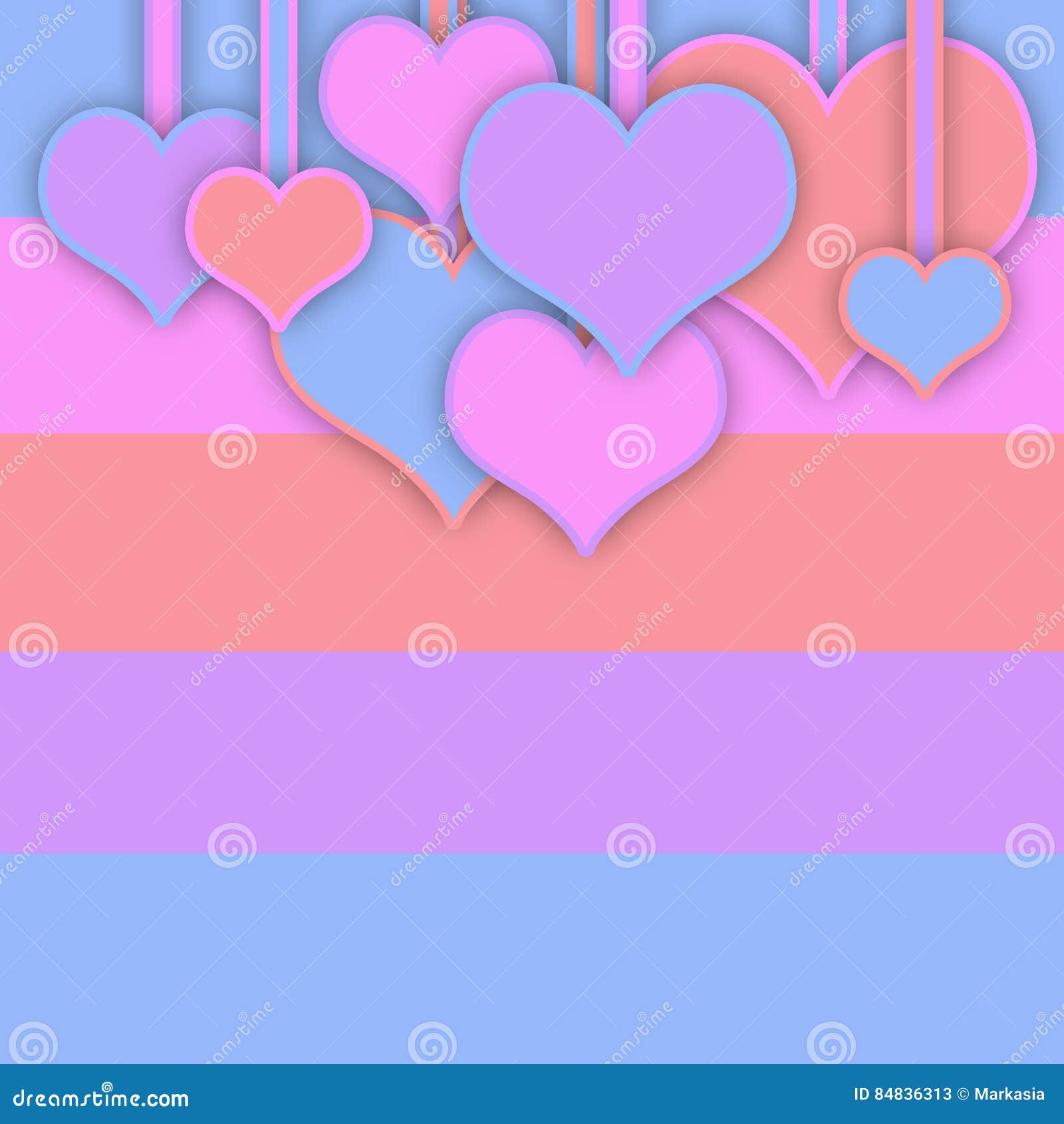Colored Hearts on the Bright Background Stock Illustration ...
