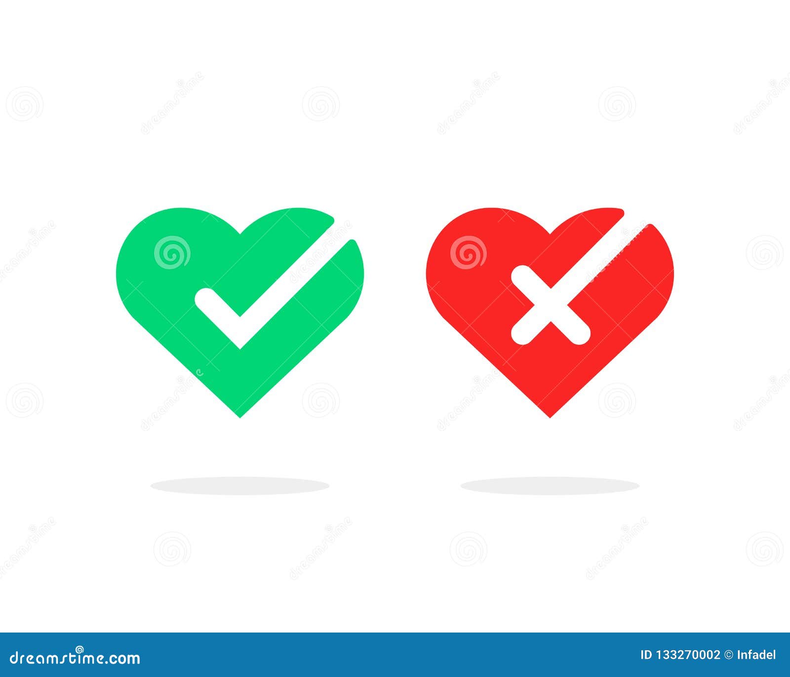 Colored Hearts with Check Marks Stock Vector - Illustration of correct ...
