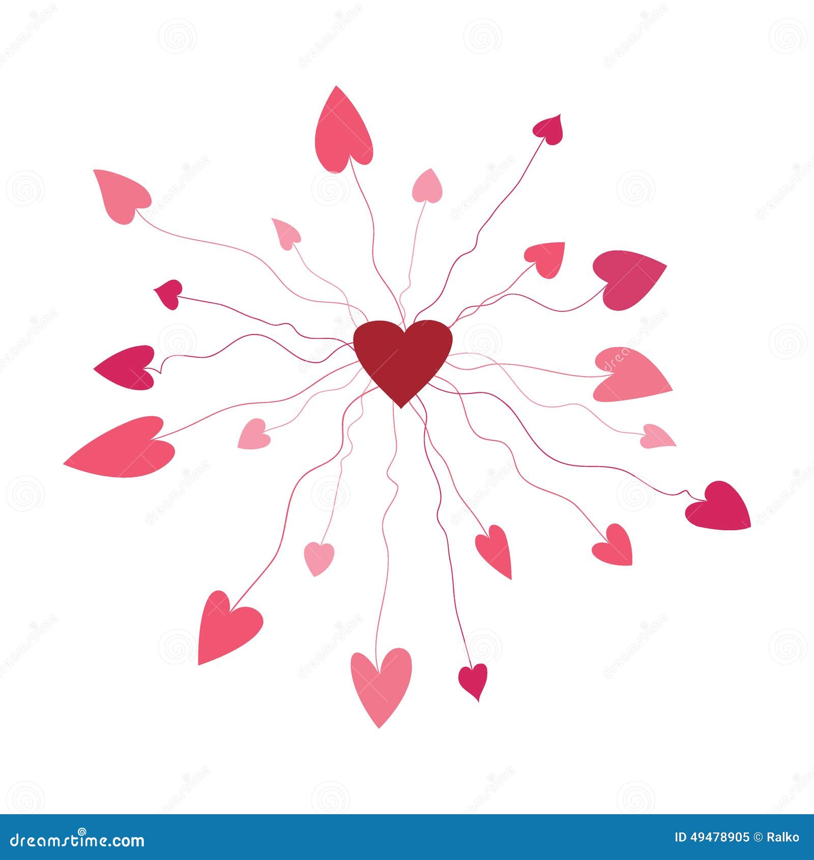 Colored Hearts Hanging on Strings Stock Vector - Illustration of lovely ...