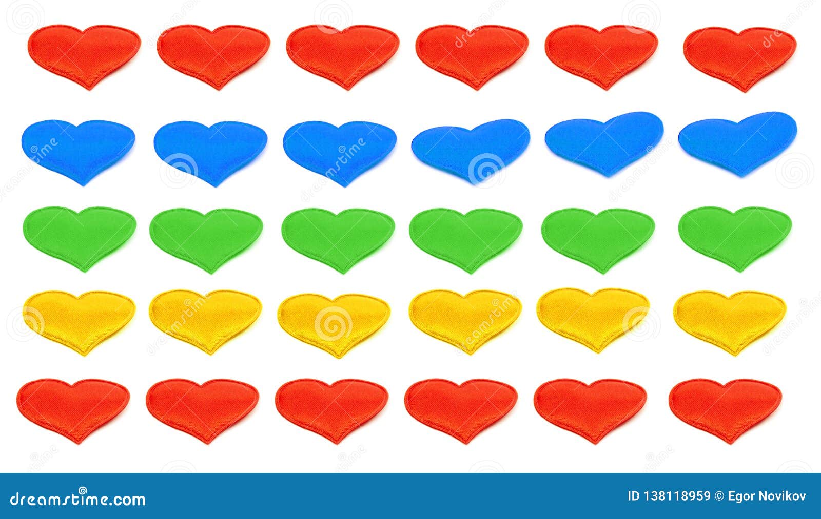 Colored Hearts in a Line on an Isolated Background, Wallpaper or ...