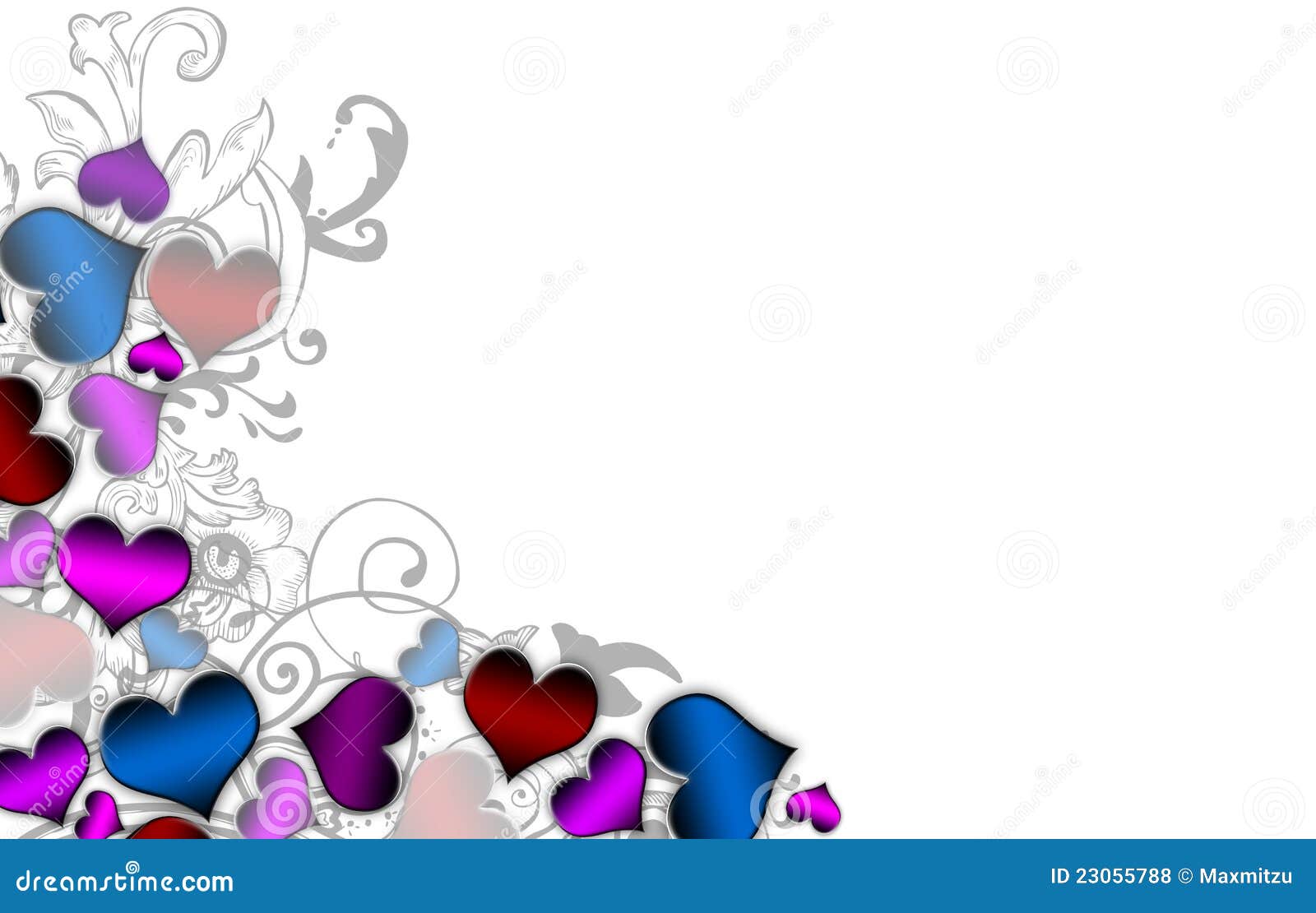 Colored Hearts Making the Left Border Stock Illustration - Illustration ...
