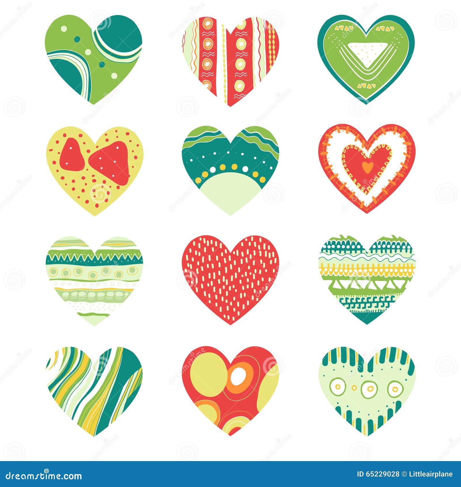 Colored hearts set stock vector. Illustration of imagery - 65229028