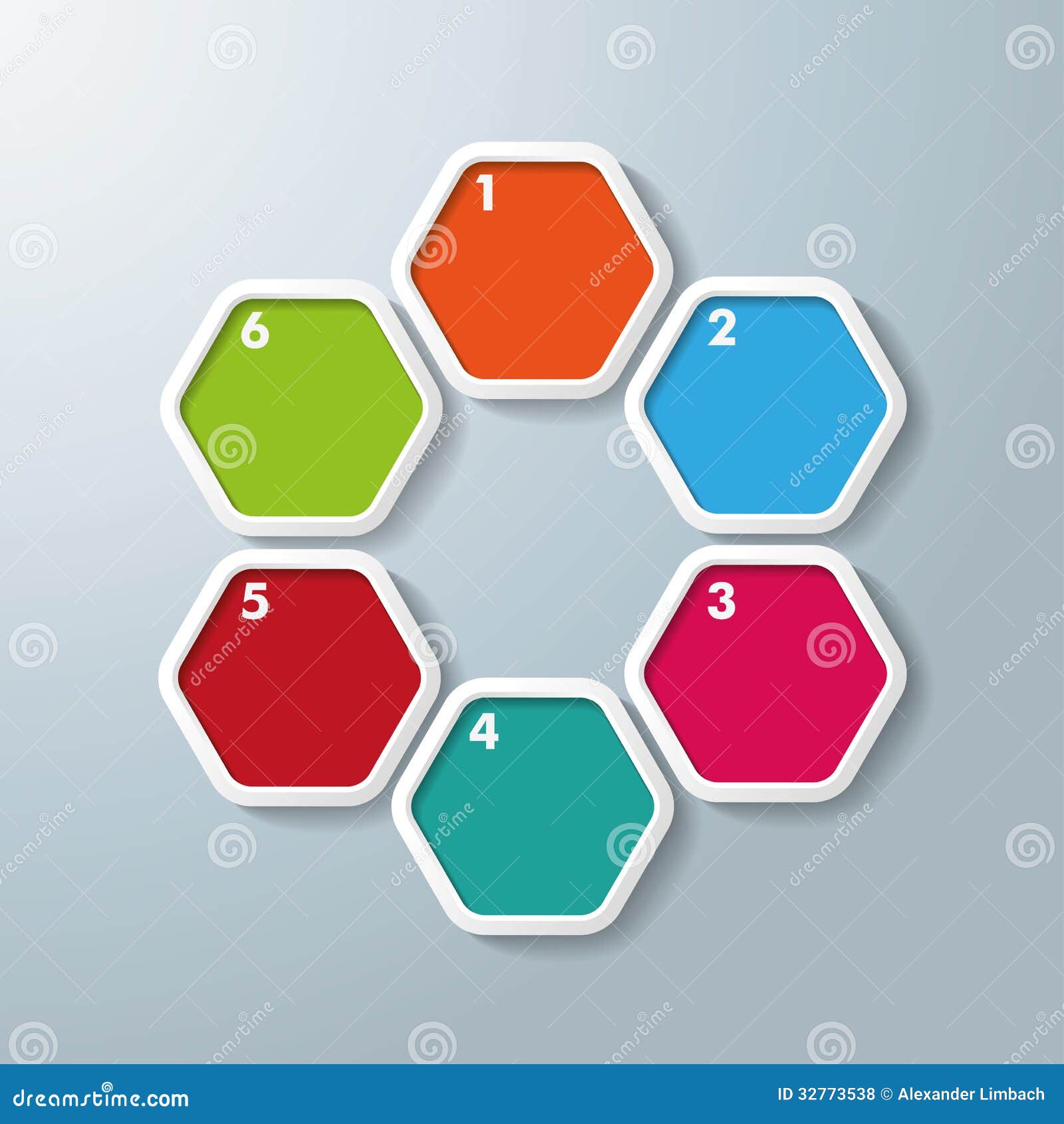 6 Colored Hexagon Infographic Stock Vector - Illustration of hexagon ...