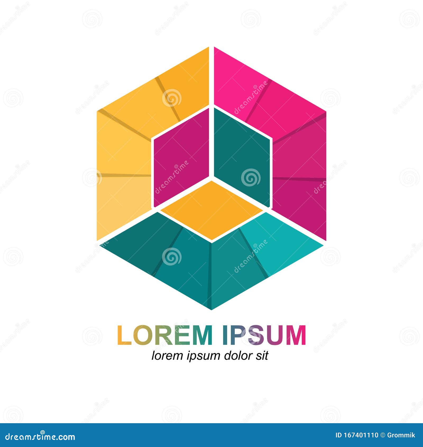 Colored Hexagon. A Template For A Logo Or Infographic Cartoon Vector ...